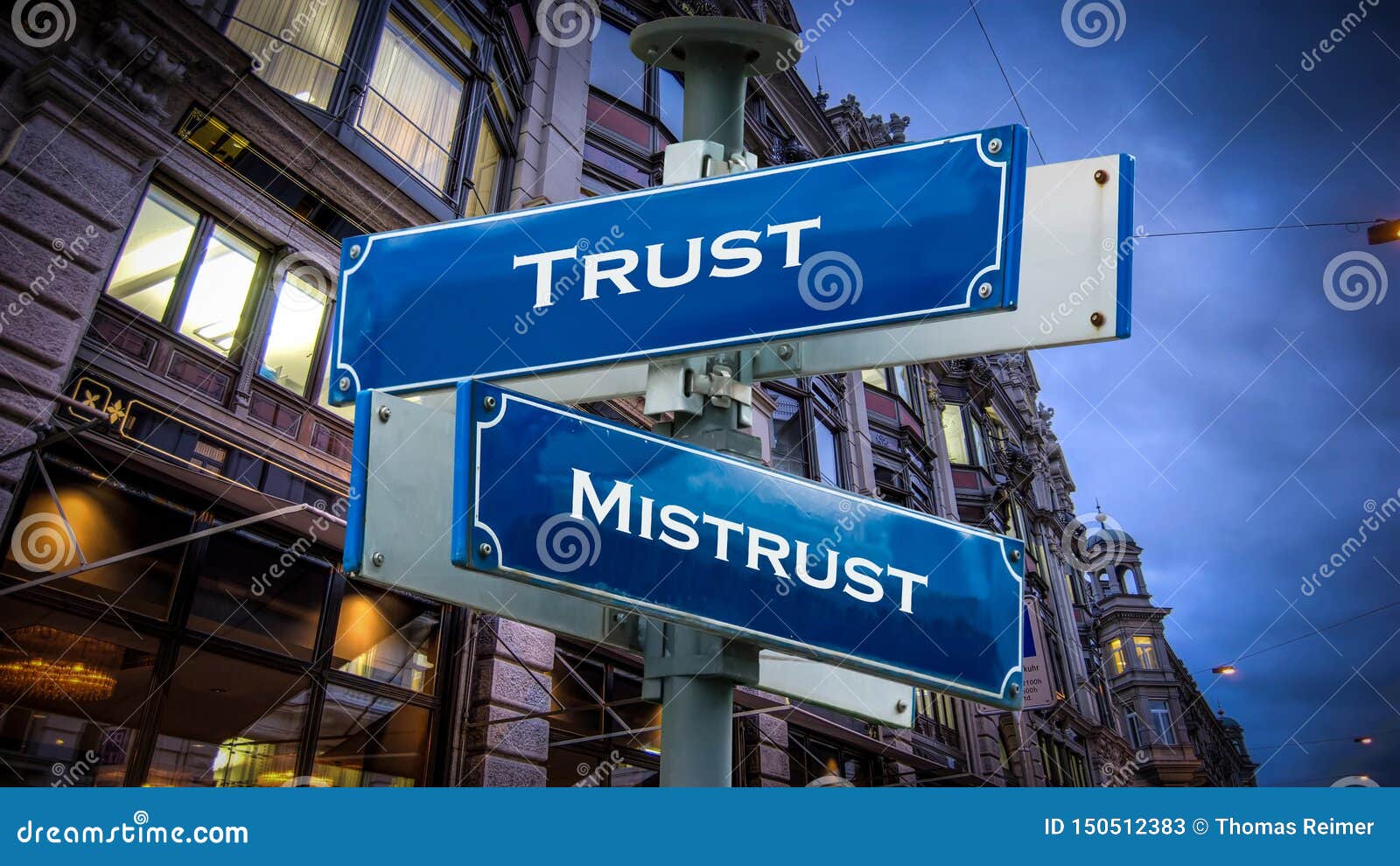 Street Sign To Trust Versus Mistrust Stock Image - Image of true ...