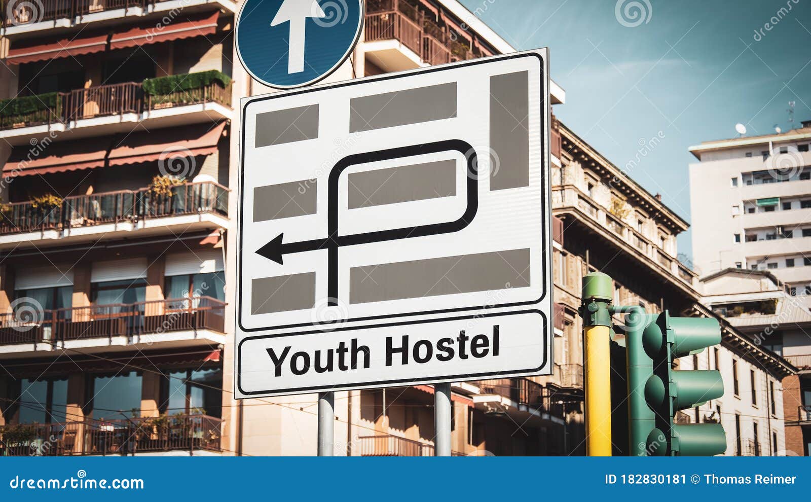 Street Sign To Youth Hostel Stock Illustration - Illustration of cheap ...