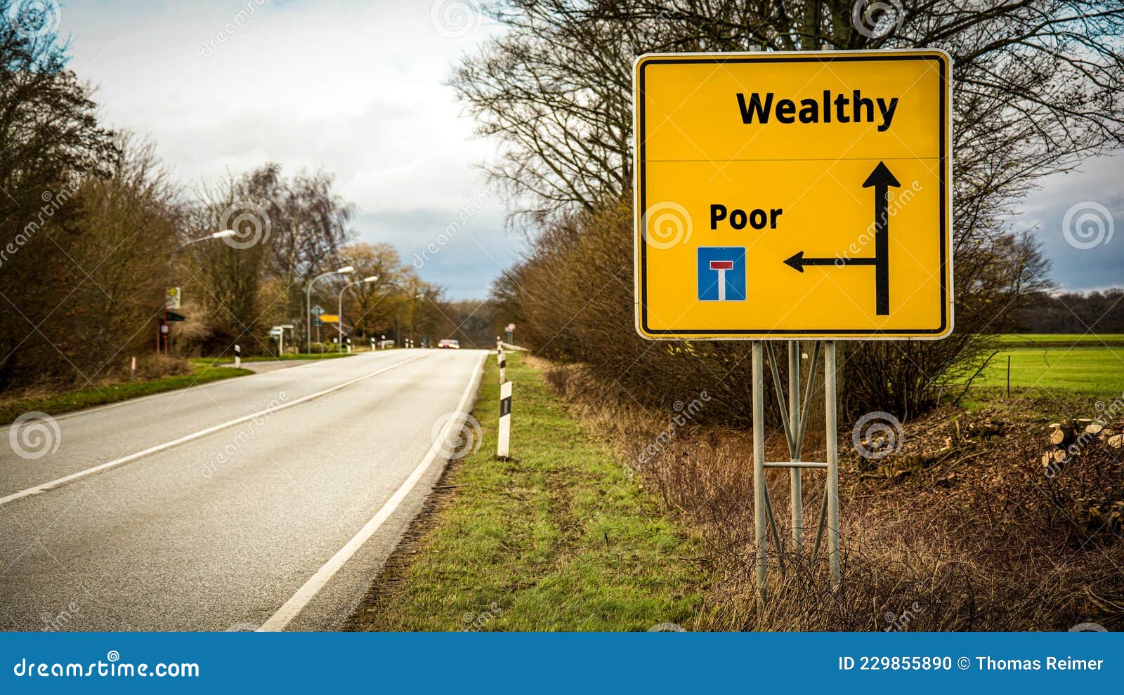 Street Sign Wealthy Versus Poor Stock Illustration - Illustration of ...