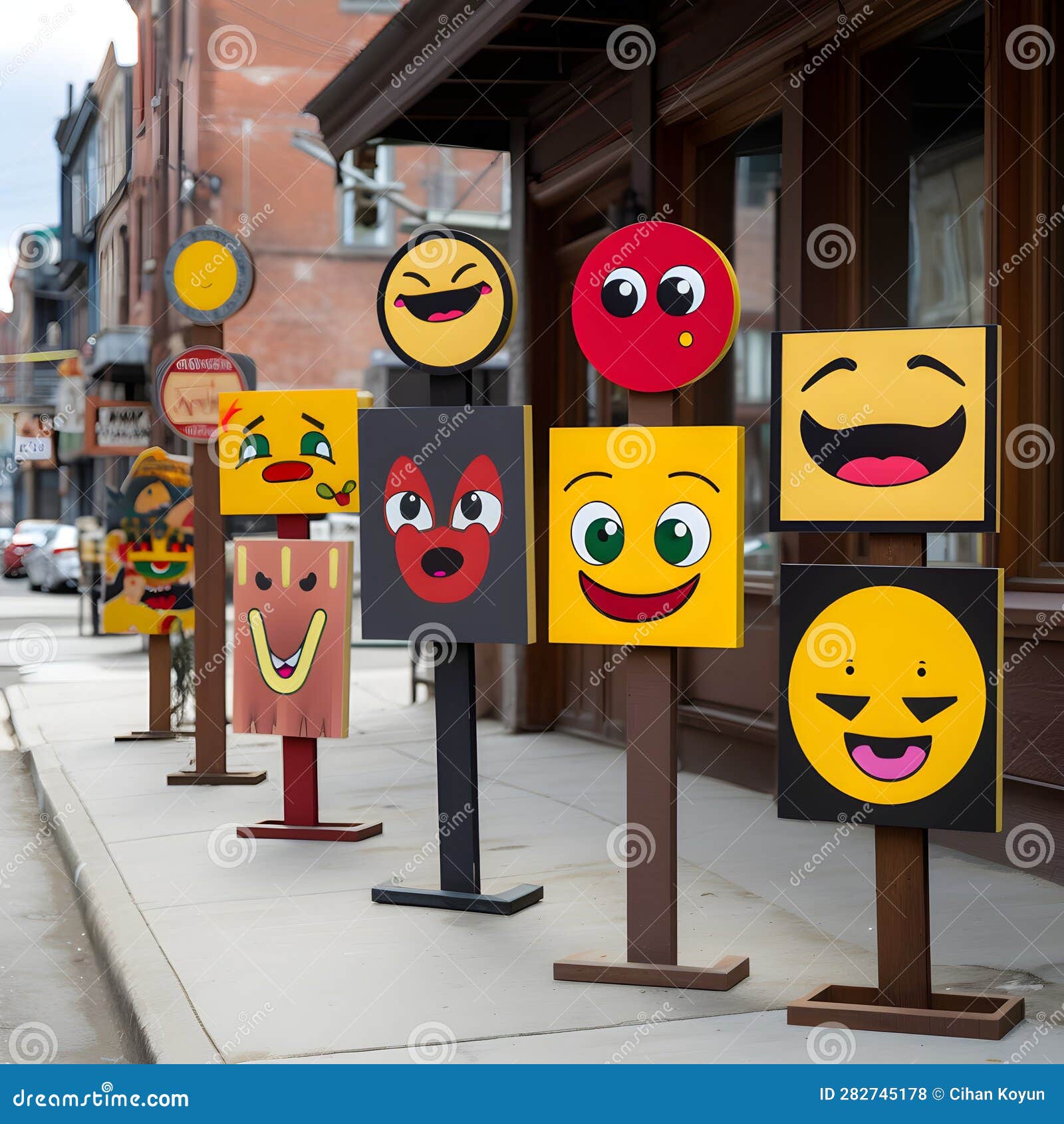 Engaging Emoji Signs Capturing Attention On The Streets Royalty-Free ...