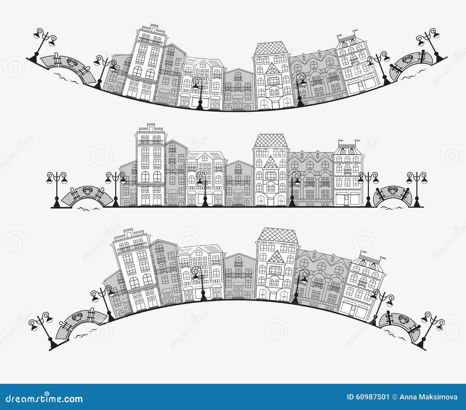 Street of a small town stock vector. Illustration of streetlight - 60987501