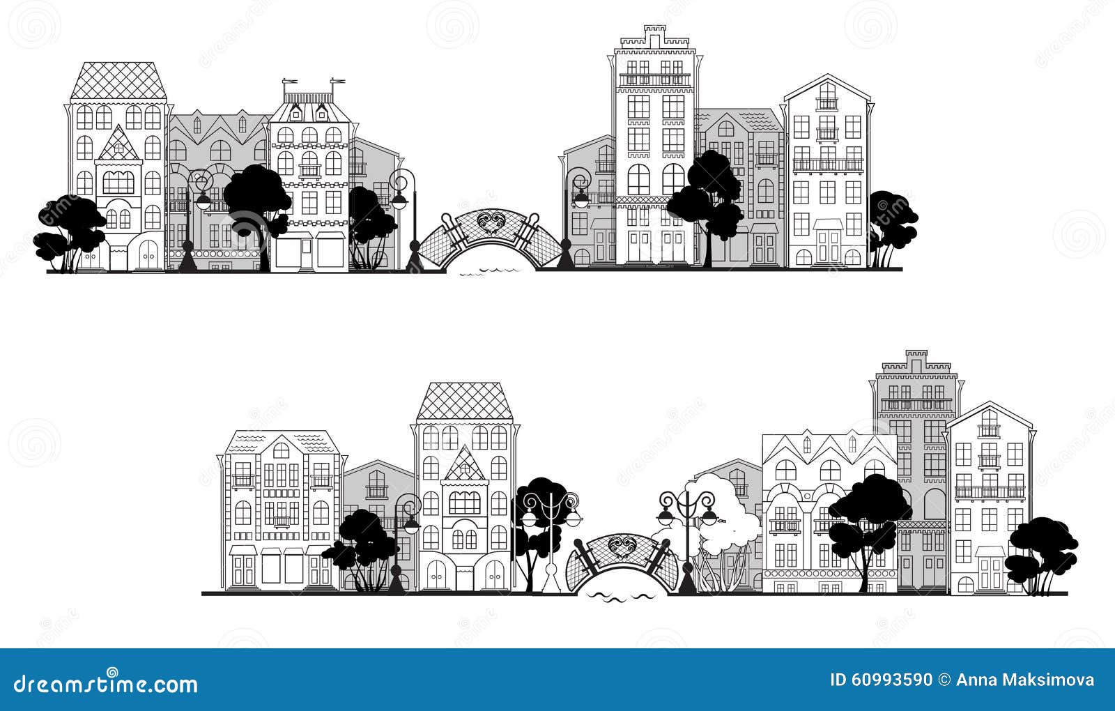 Street of a small town stock vector. Illustration of building - 60993590