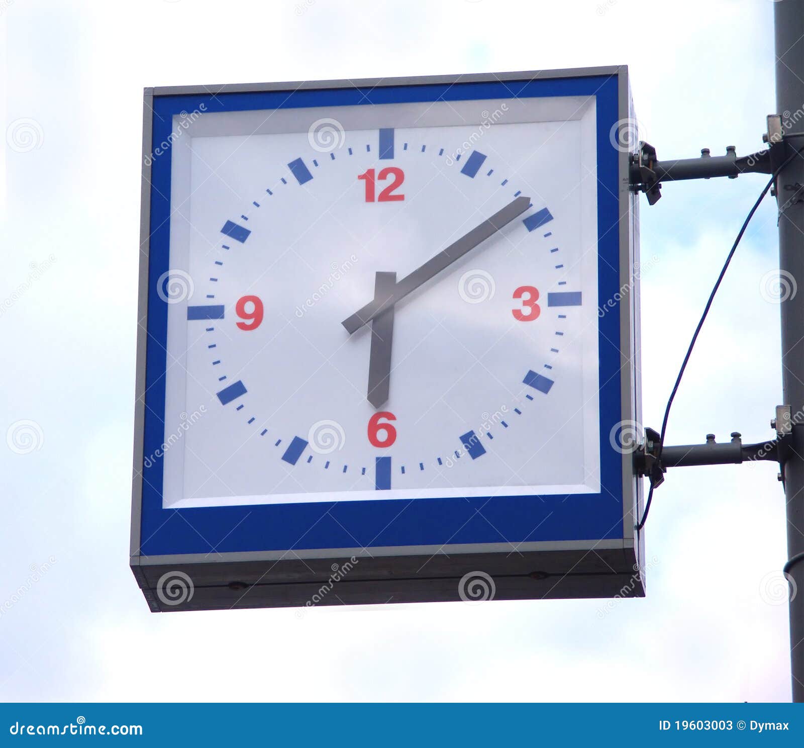 Street Square Clocks on Blue Sky with Clouds Stock Image - Image of ...