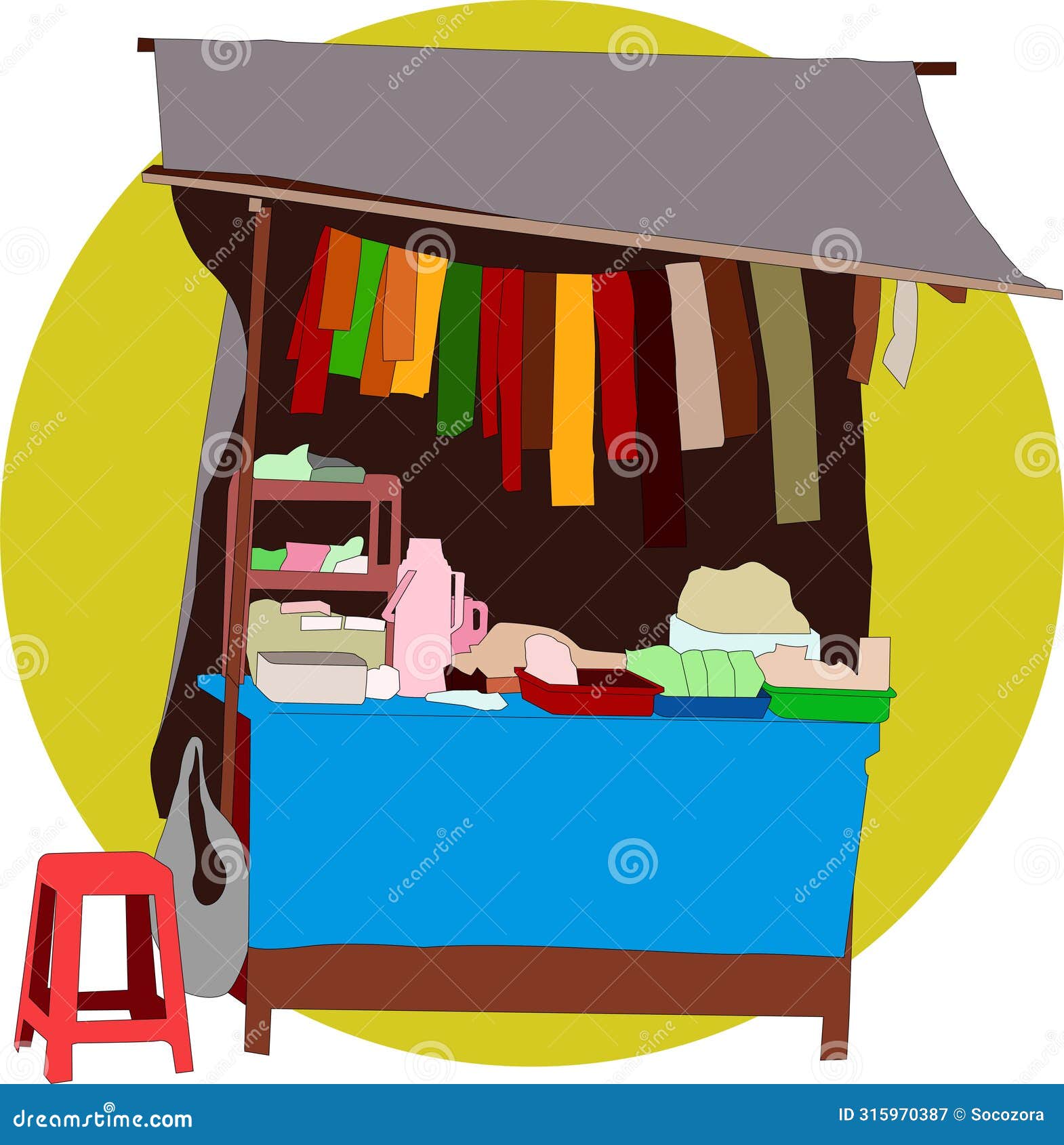 Street Stall stock vector. Illustration of tent, junk - 315970387