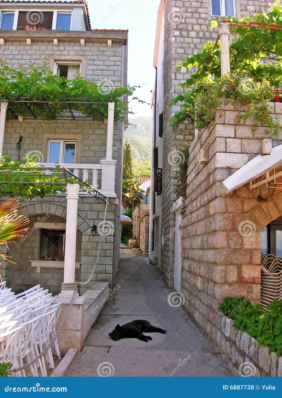 Street between Stone Houses Stock Photo - Image of details, narrow: 6887738