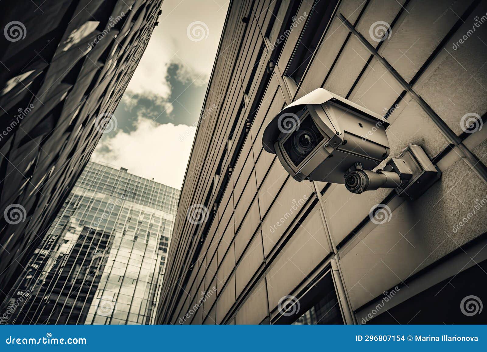 Street Surveillance Camera on Building, CCTV Cameras. Generative AI ...