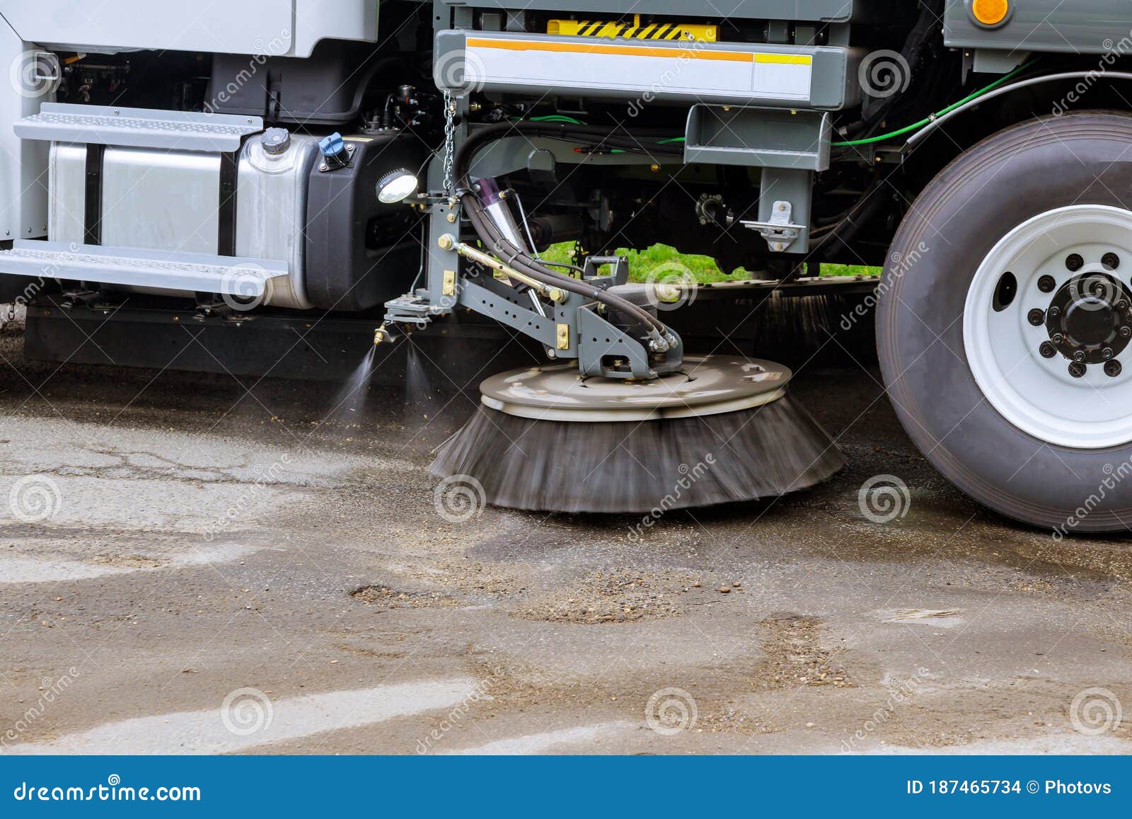 Street Sweeper Machine Cleaning the Streets in Utility Service of the ...