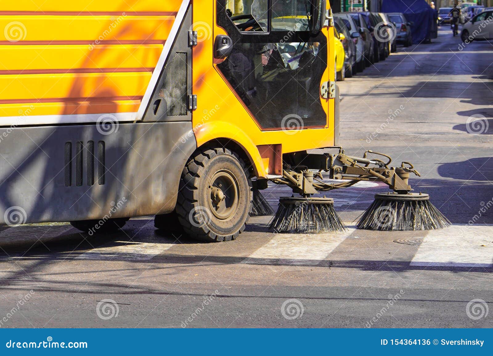 Street cleaning machine stock photo. Image of dust, outdoors - 154364136
