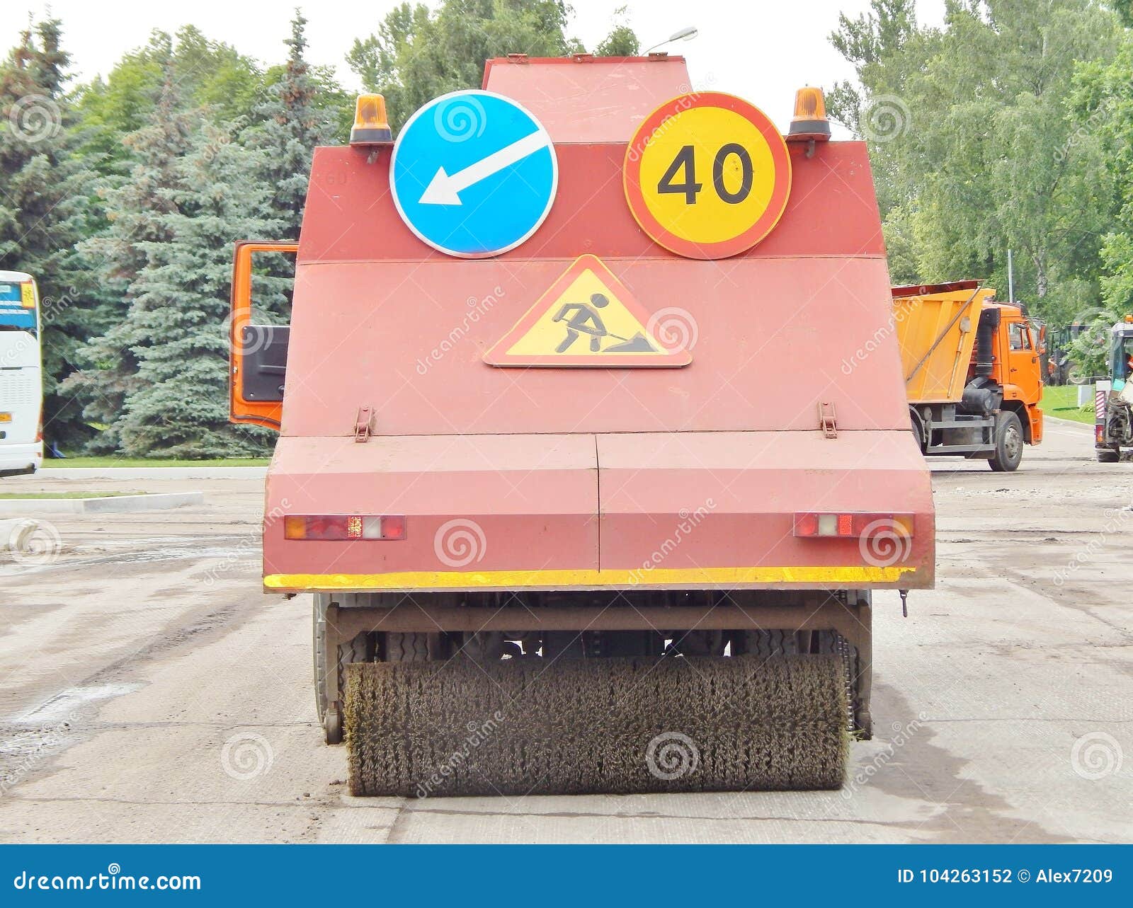 Street sweeper with signs editorial photography. Image of urban - 104263152