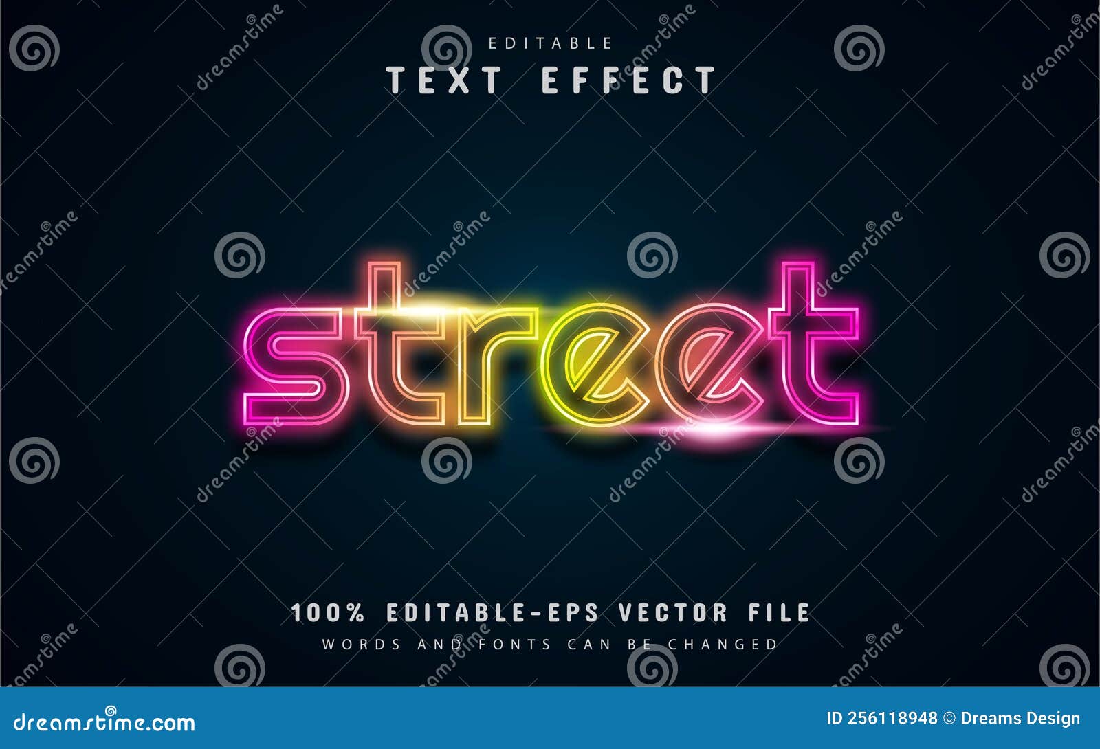 Street Text, Neon Style Text Effect Stock Vector - Illustration of neon ...