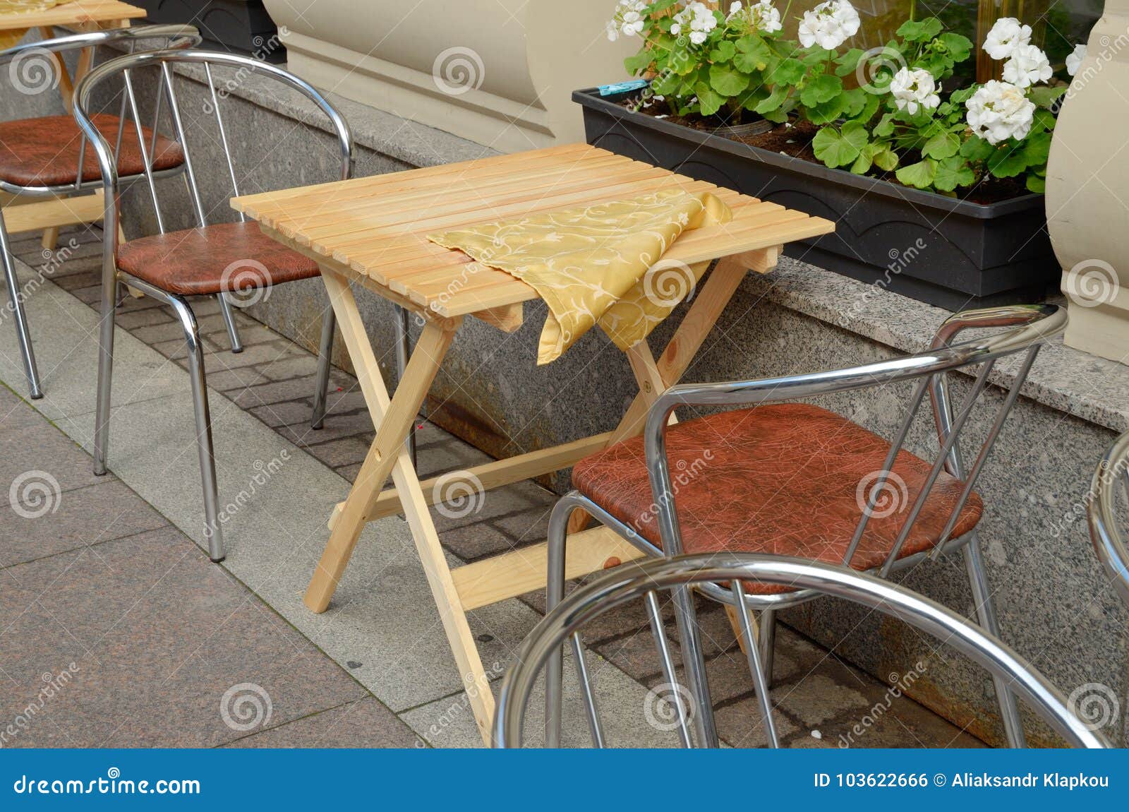 On the Street There is a Dining Table. Stock Photo - Image of ...