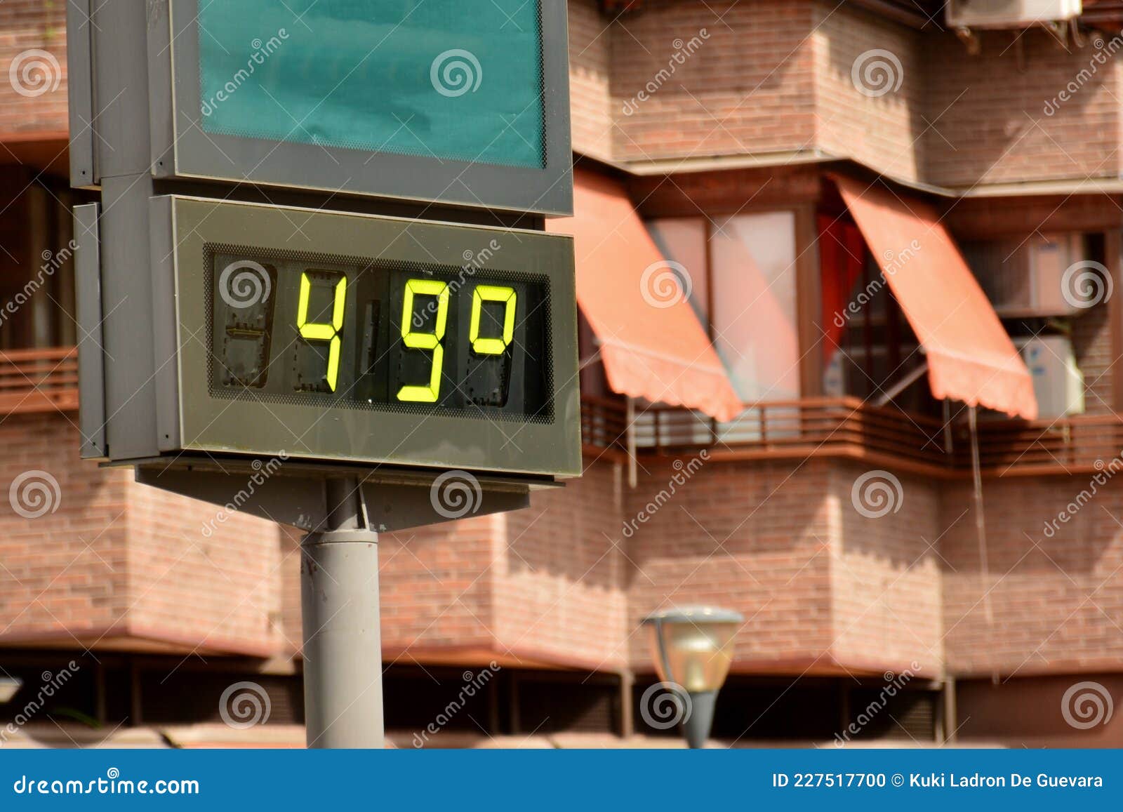 Street Thermometer Marking 49 Degrees Stock Photo - Image of contador ...