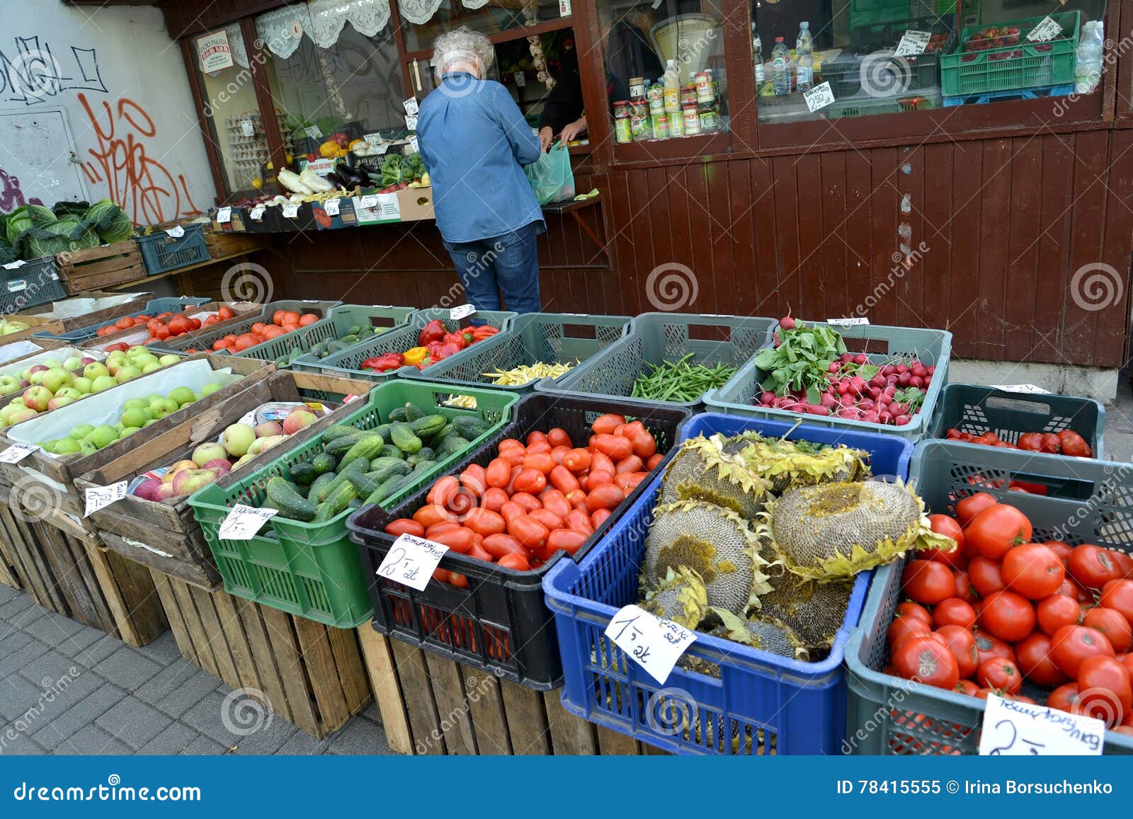 Street Trade in Vegetables and Fruit in Poland Editorial Image - Image ...