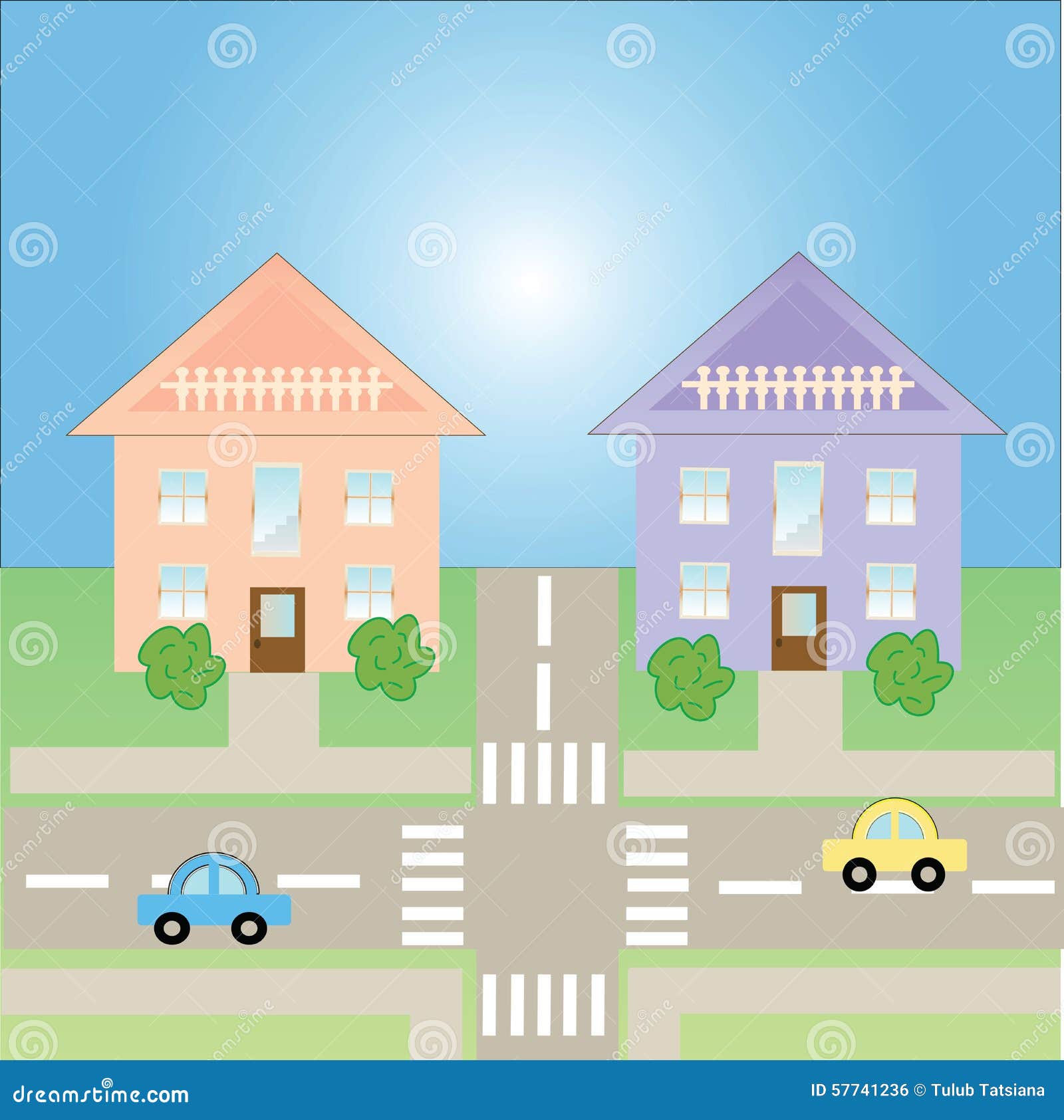 Street stock vector. Illustration of houses, sunlight - 57741236