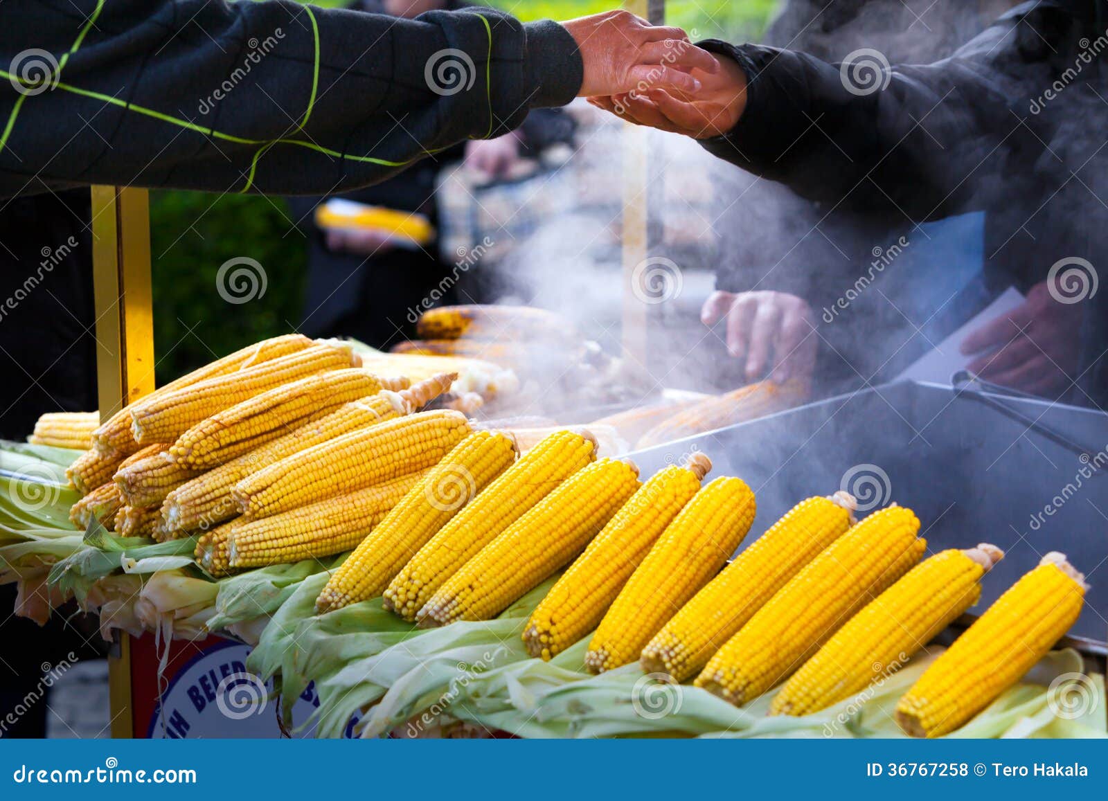Street Vendor Selling Hot Sweet Corn Stock Photo - Image of food ...