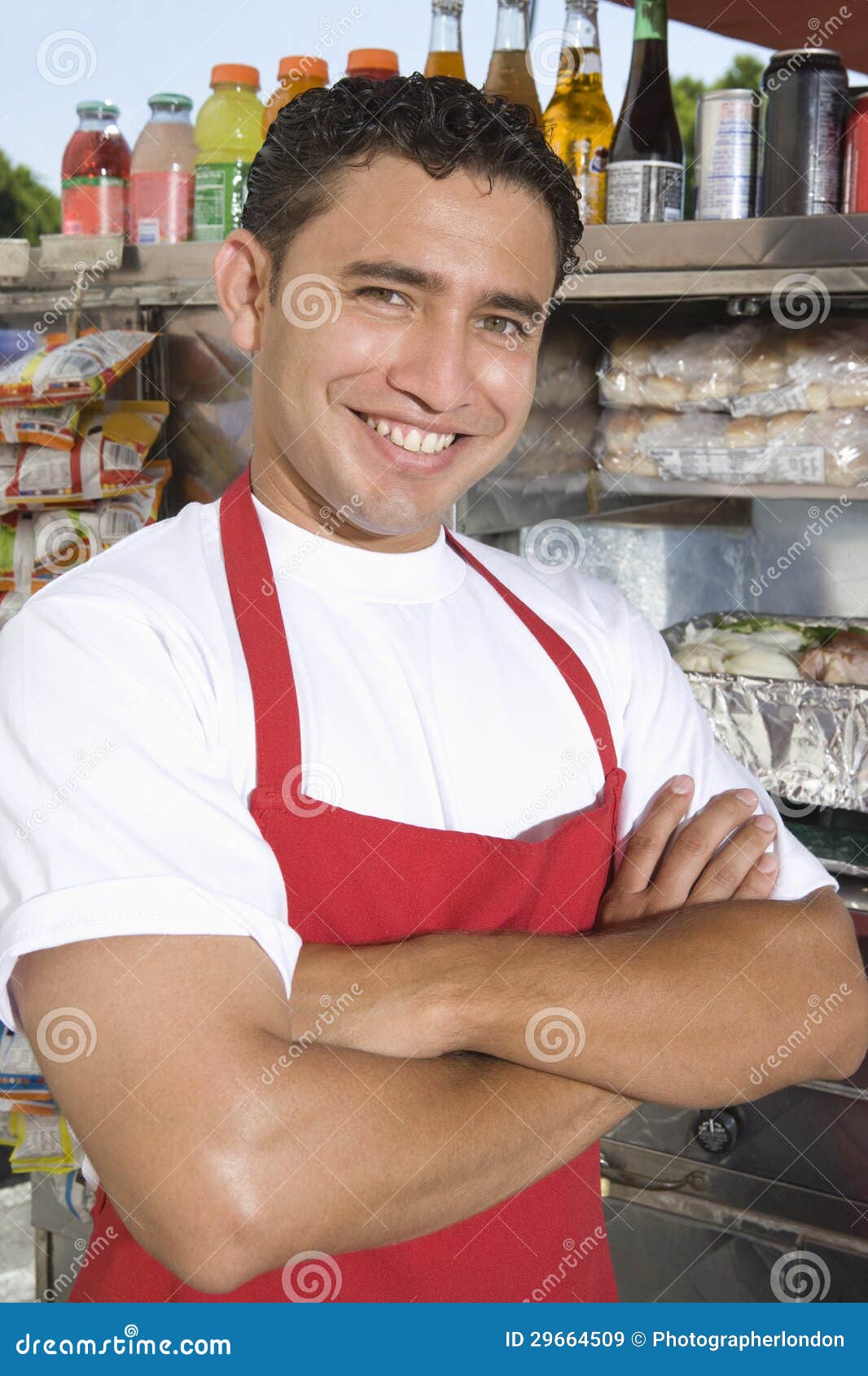 Street Vendor Standing with Hands Folded Stock Image - Image of ...