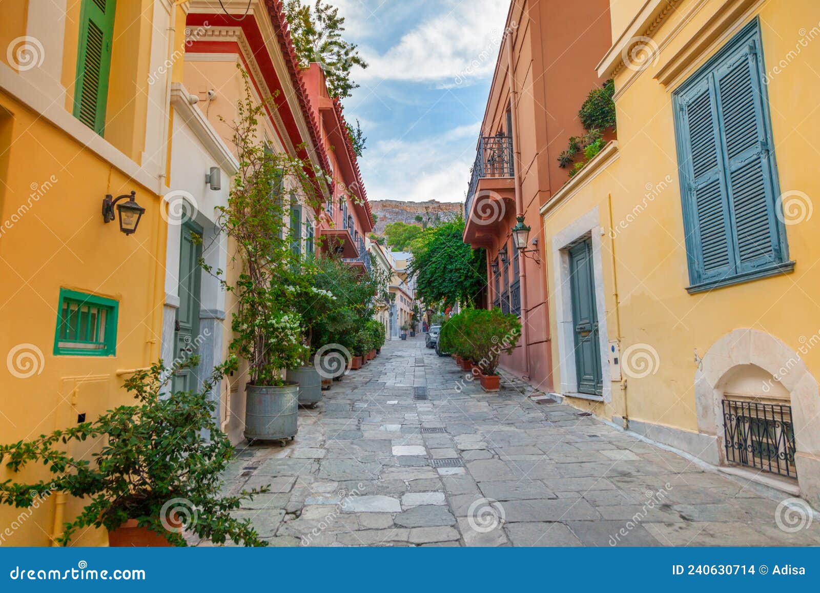 Street view of Athens stock photo. Image of house, landmark - 240630714