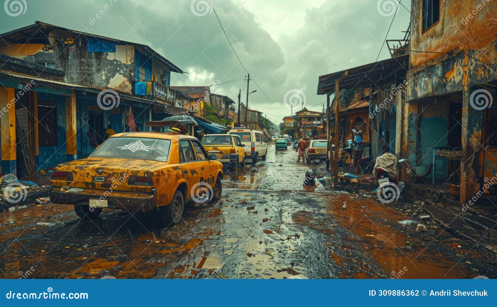 Street View in Benin, Africa Stock Illustration - Illustration of ...