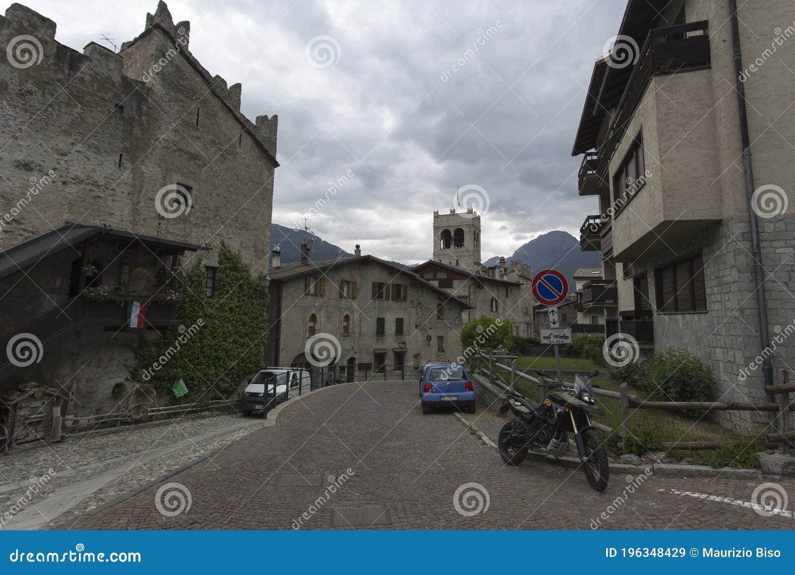 Street view in Bormio town editorial stock image. Image of village ...