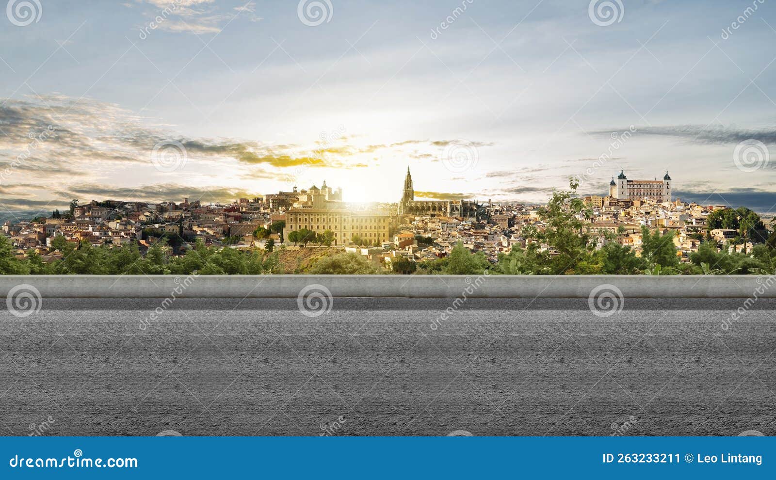 Street View with the City on the Hill Stock Image - Image of nature ...