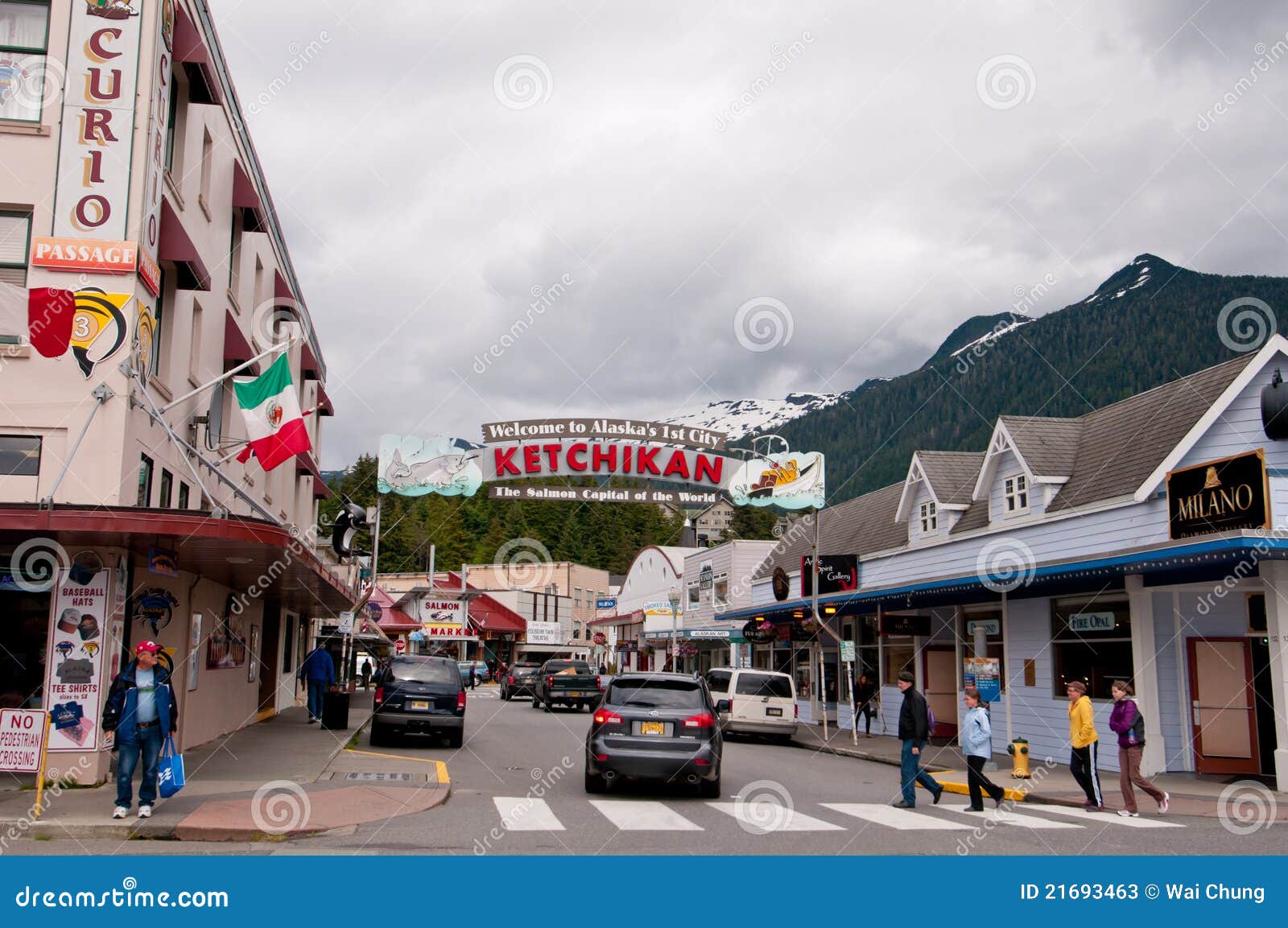 Street view of Ketchikan editorial stock photo. Image of snow - 21693463