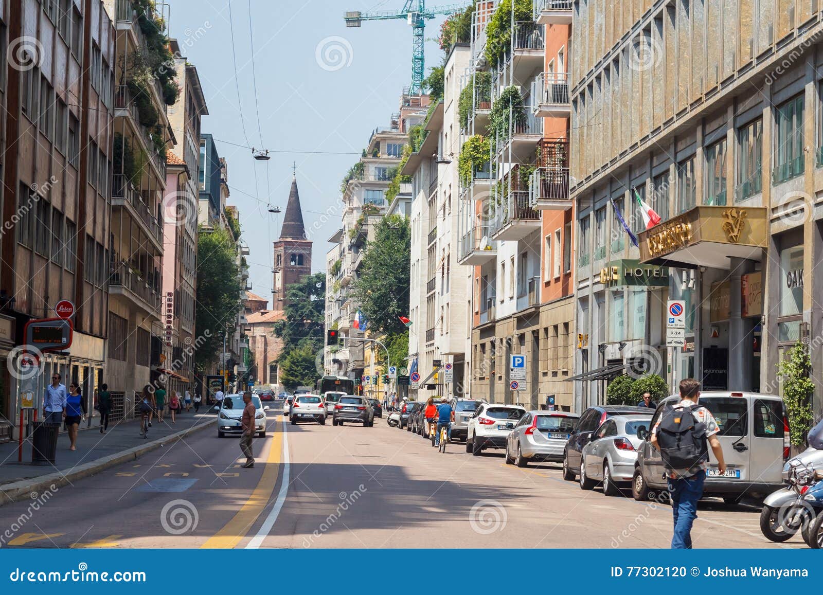 Street view, Milan editorial image. Image of vehicle - 77302120