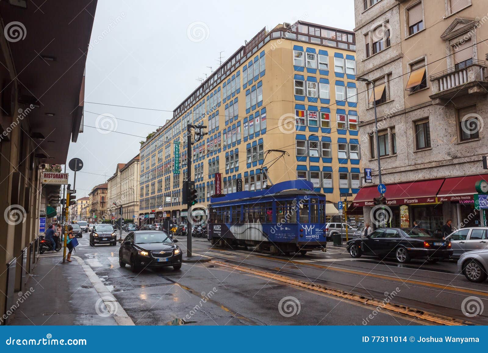 Street view, Milan editorial stock image. Image of pedestrians - 77311014
