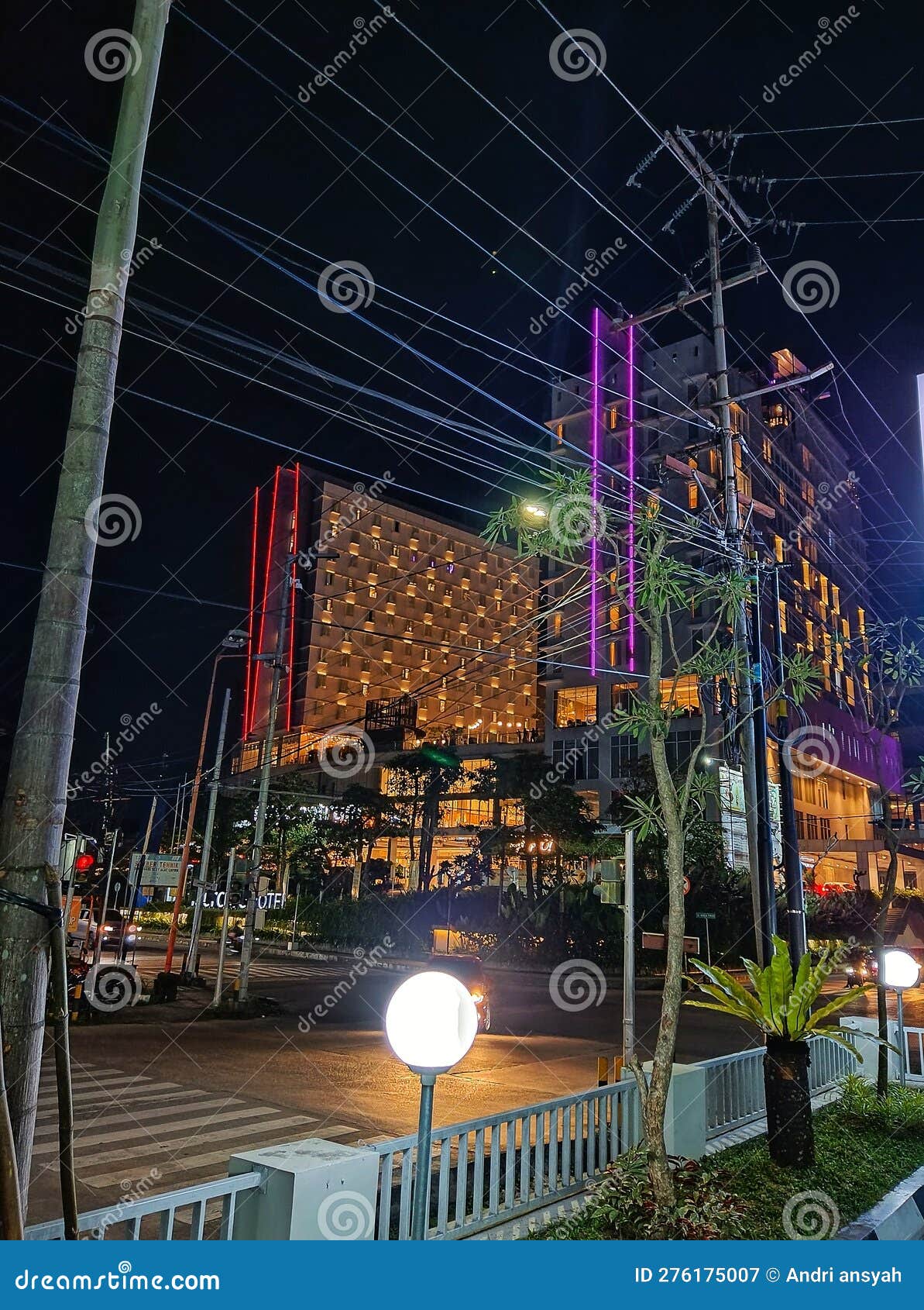 Street View of Samarinda City at Night Stock Image - Image of christmas ...