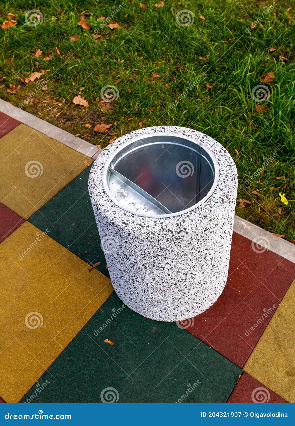 Street Waste Bin Made of Pressed Stones Stock Image - Image of empty ...