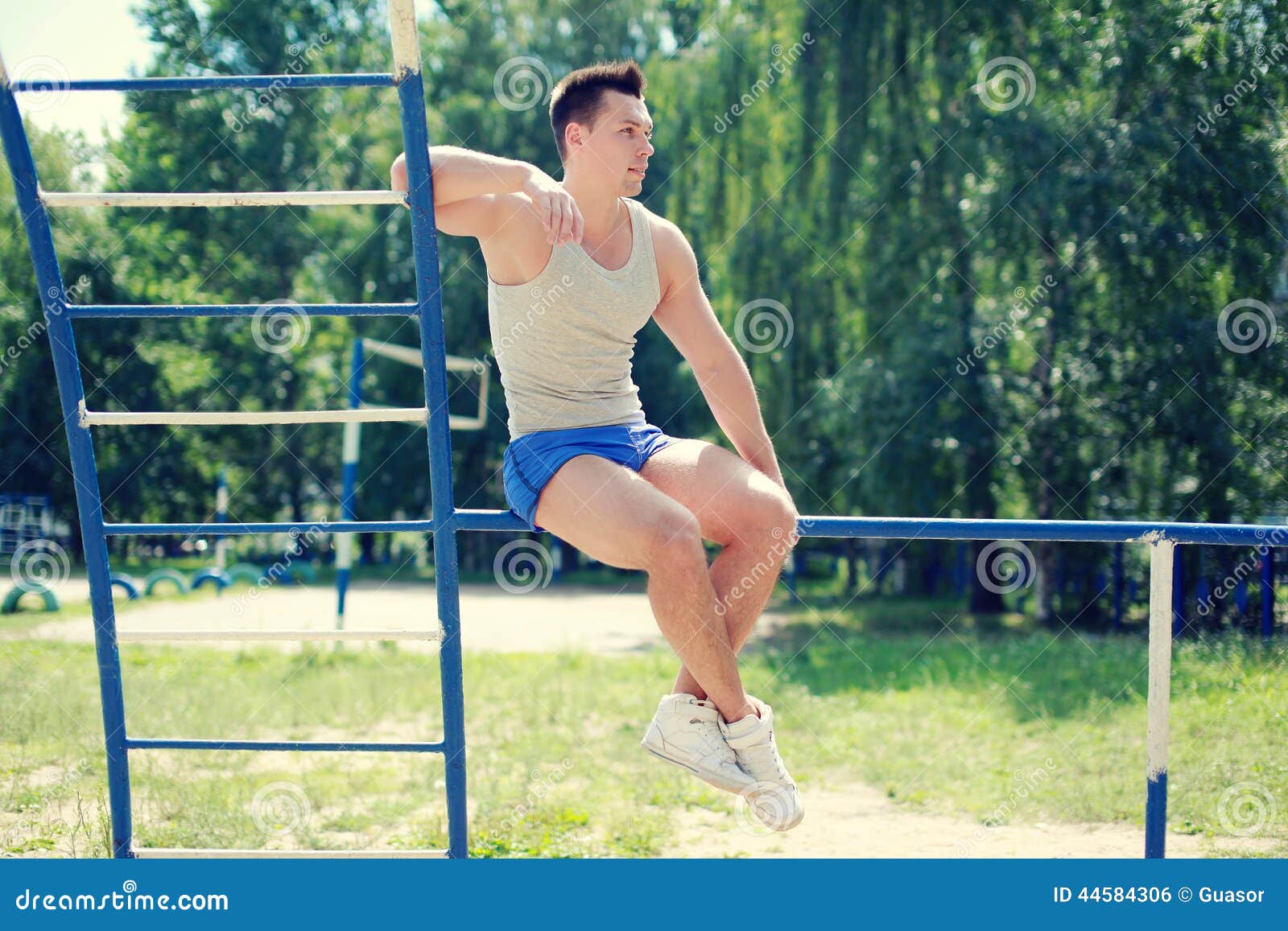 Street Workout, Handsome Sporty Guy Stock Photo - Image of outside ...