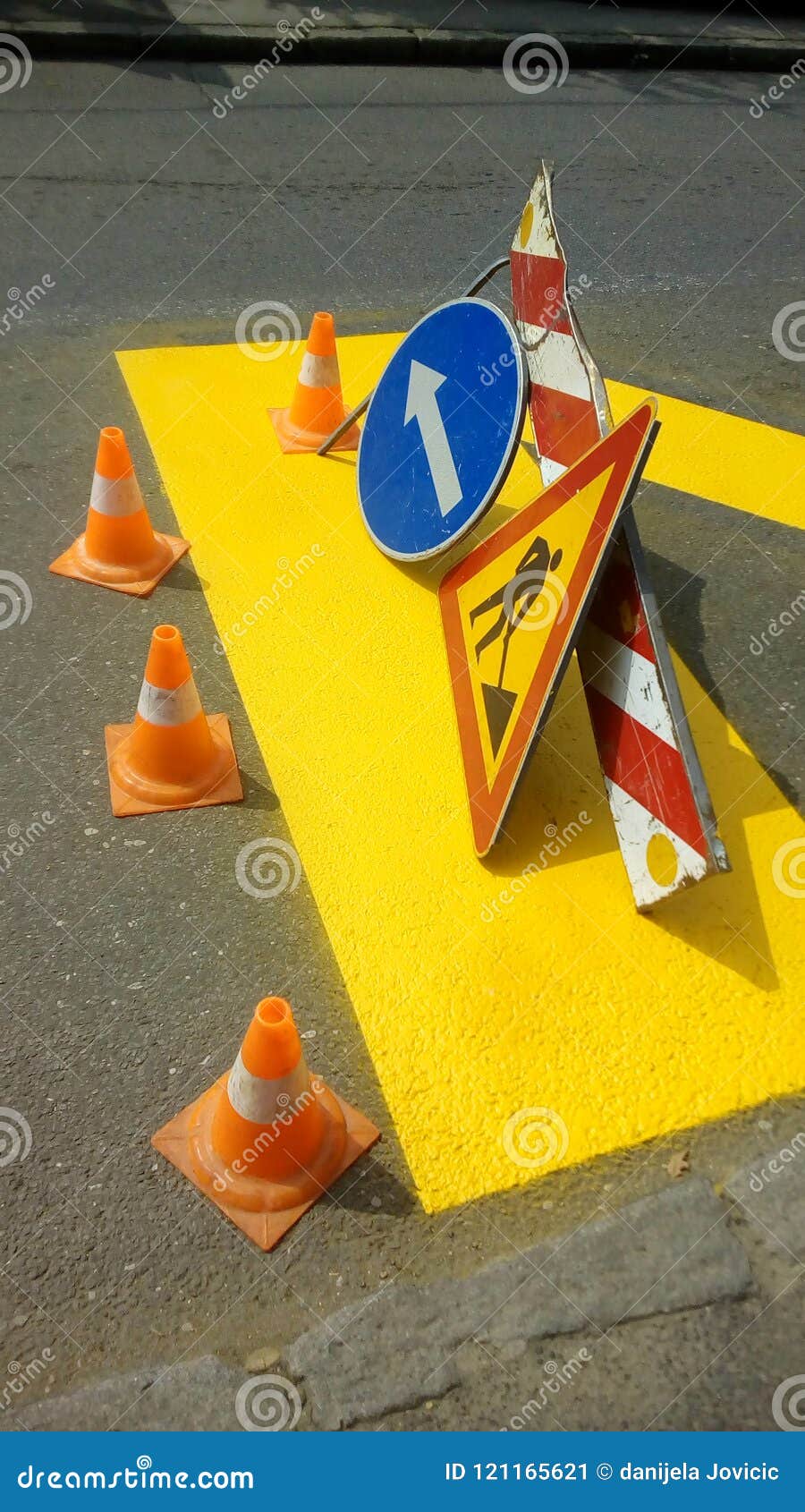 Work stock image. Image of street, work, sign, road - 121165621