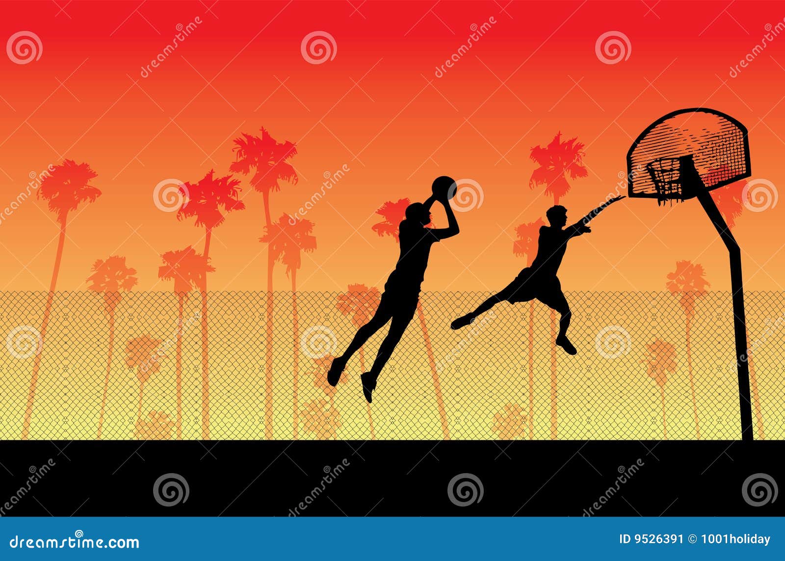 Streetball stock vector. Illustration of grid, jumping - 9526391