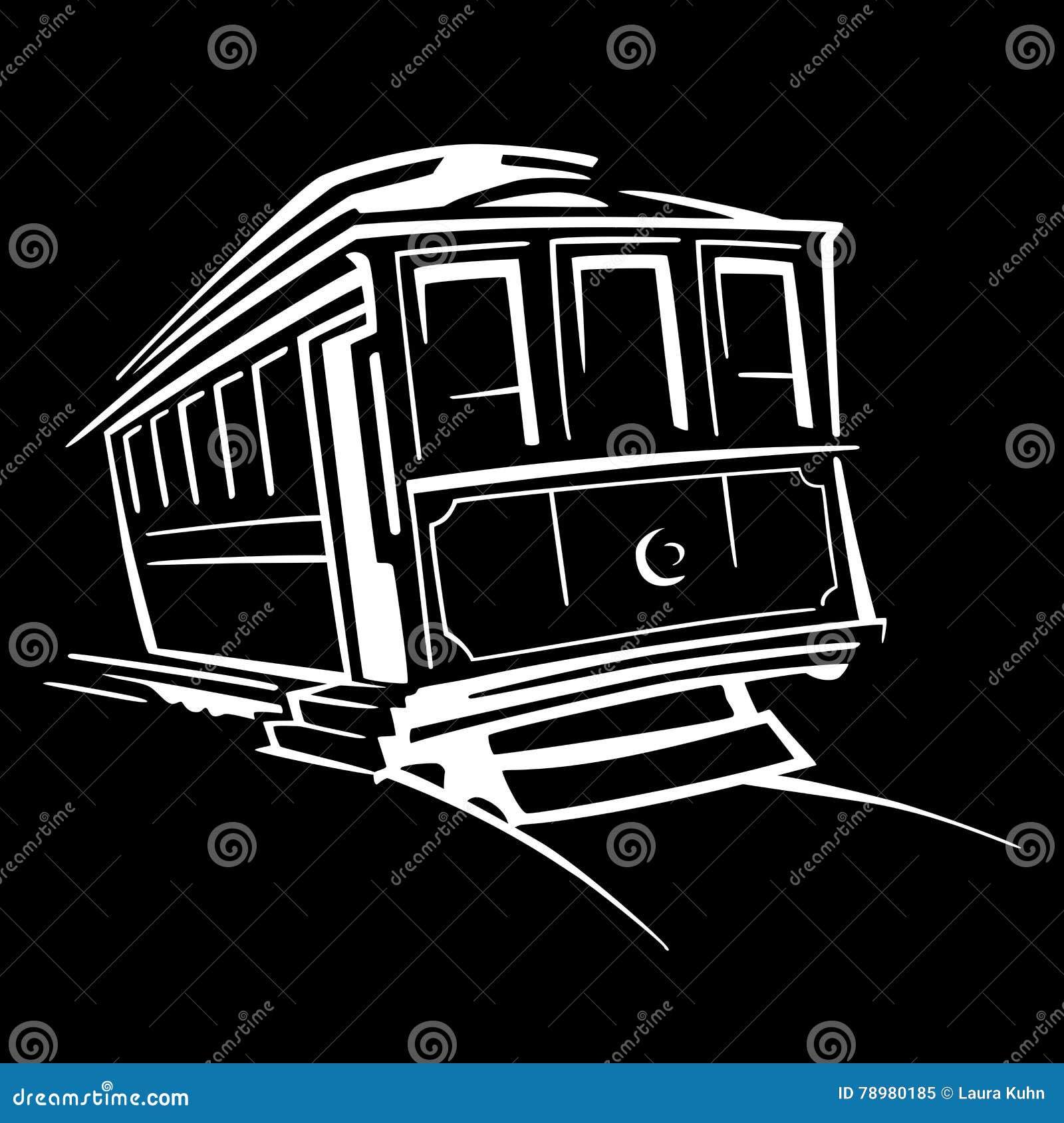Streetcar Icon On Black Cartoon Vector | CartoonDealer.com #78980185