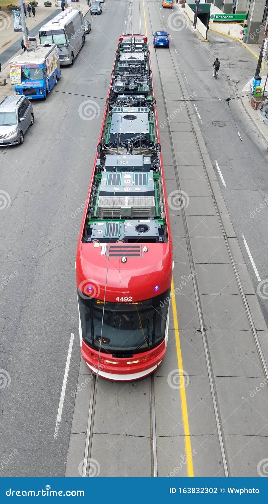 Streetcar top view editorial photography. Image of toronto - 163832302