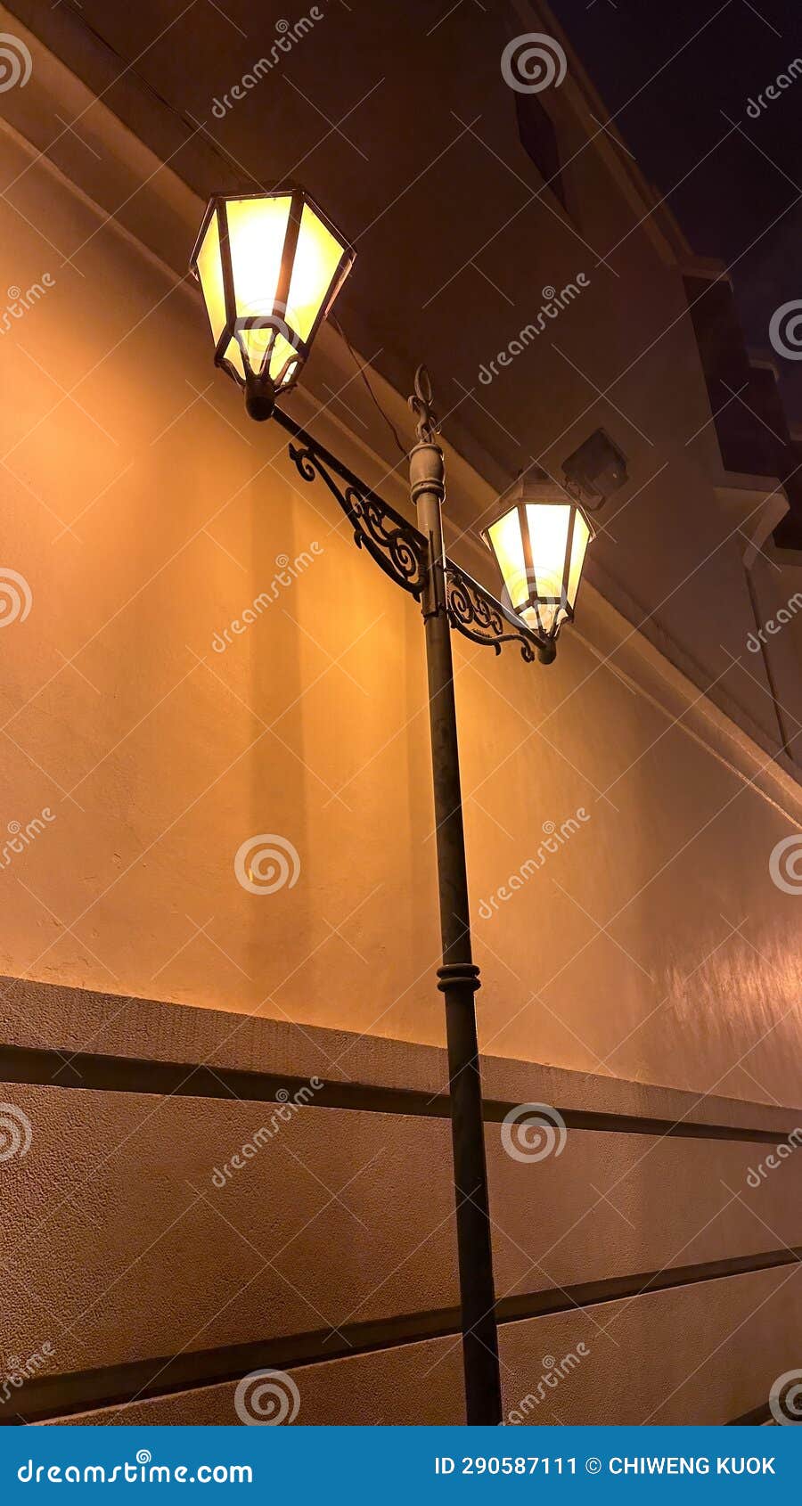 Streetlamp or Streetlight at Night in Macau Stock Image - Image of dark ...