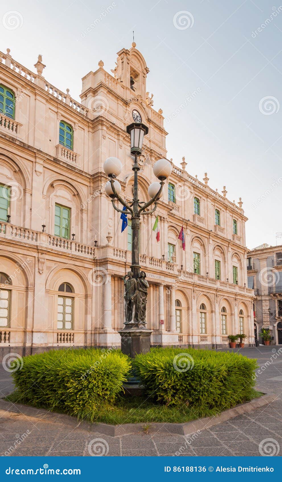 The Streetlight in the Background Building of the University in Catania ...