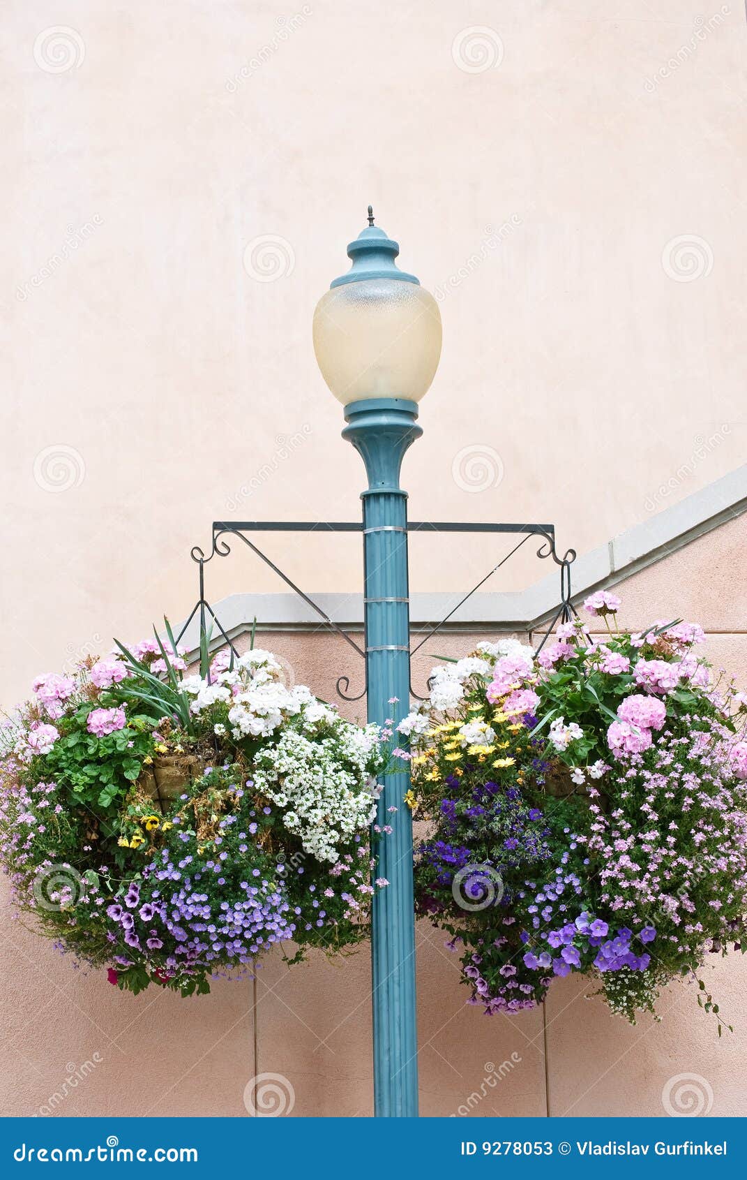 Streetlight with Flowers Decoration Stock Image - Image of metal ...