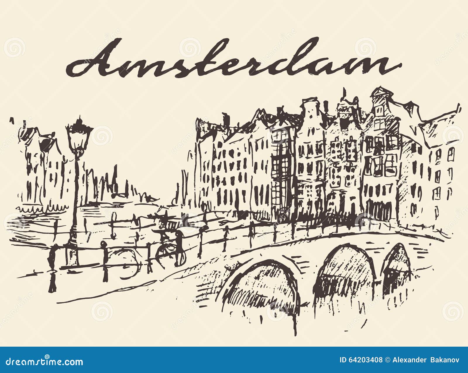 Streets Amsterdam Vector Illustration Drawn Sketch Stock Vector ...