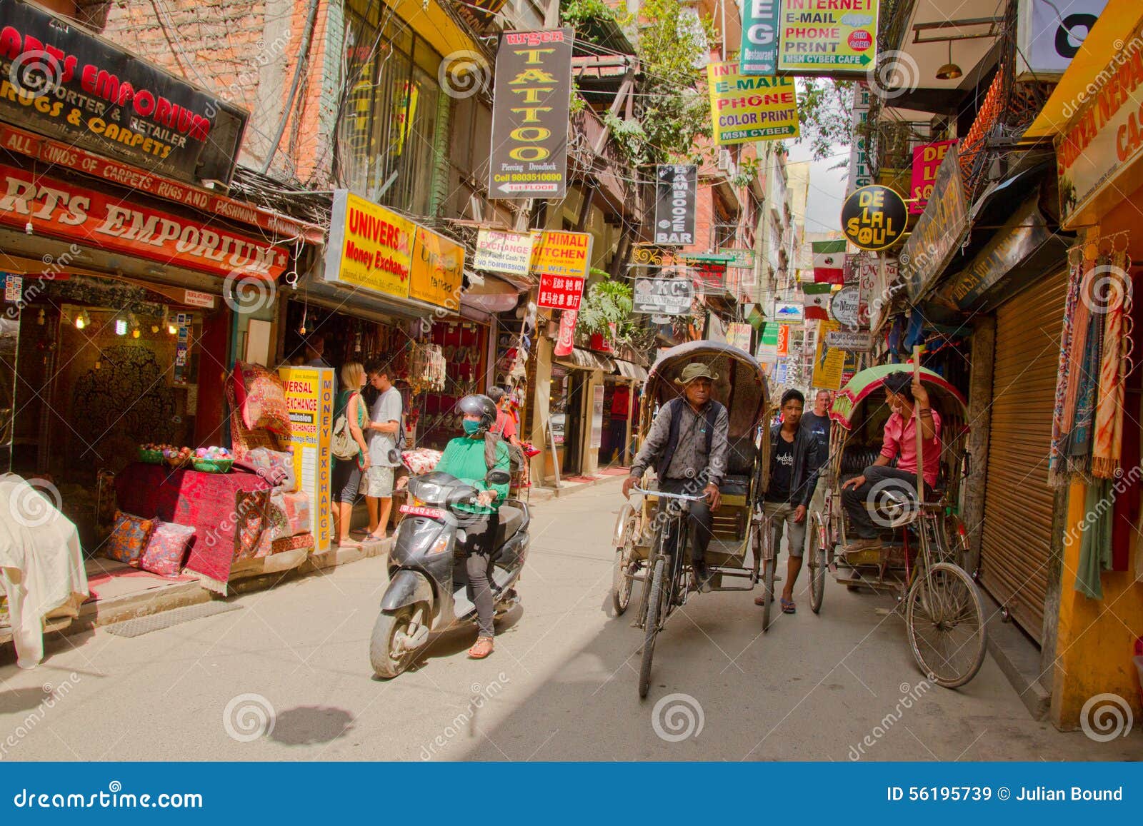 The Streets of the Backpacking Area of Thamel, Kathmandu, Nepal ...