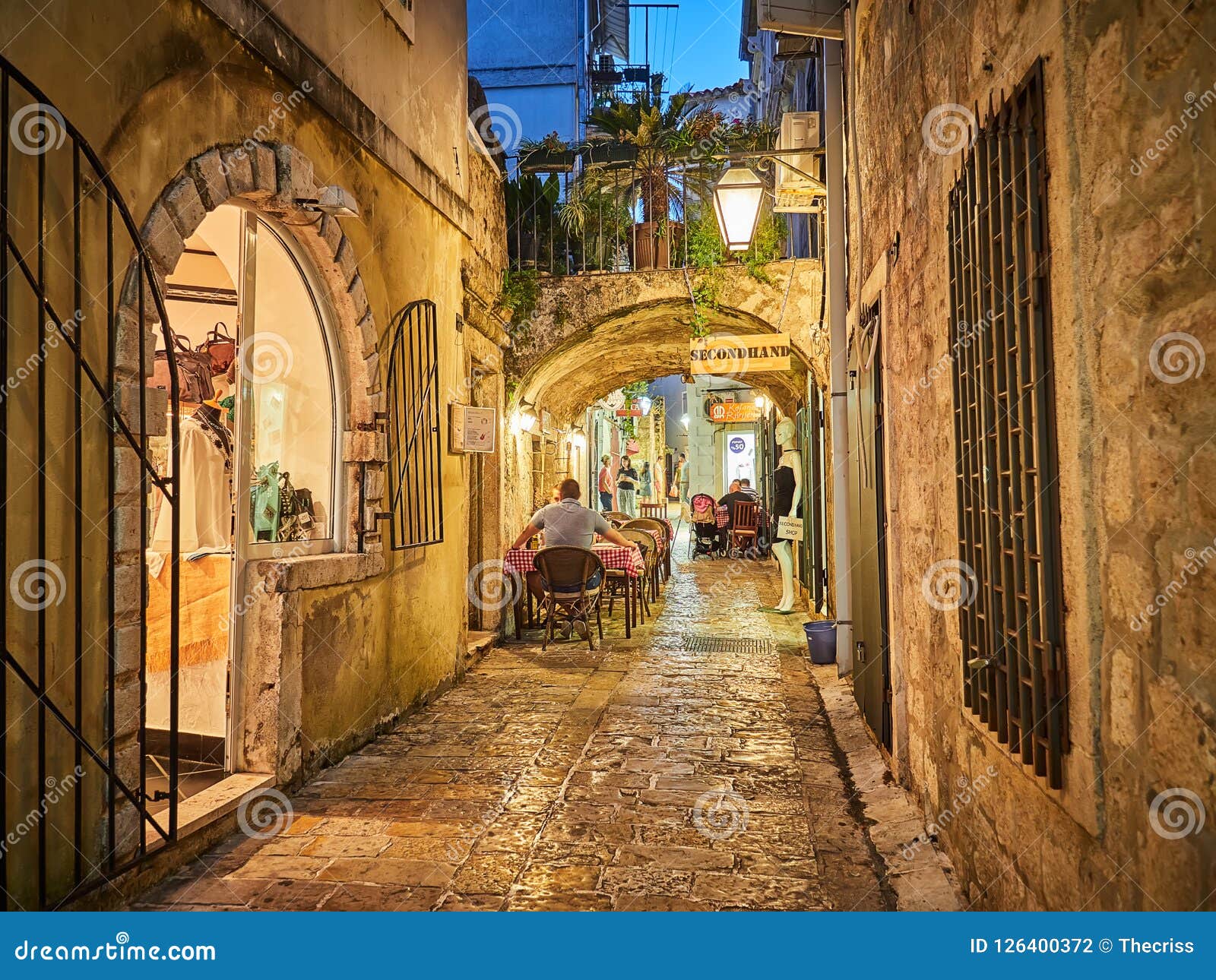 Streets of Budva Old Town Center in Budva, Montenegro Editorial ...