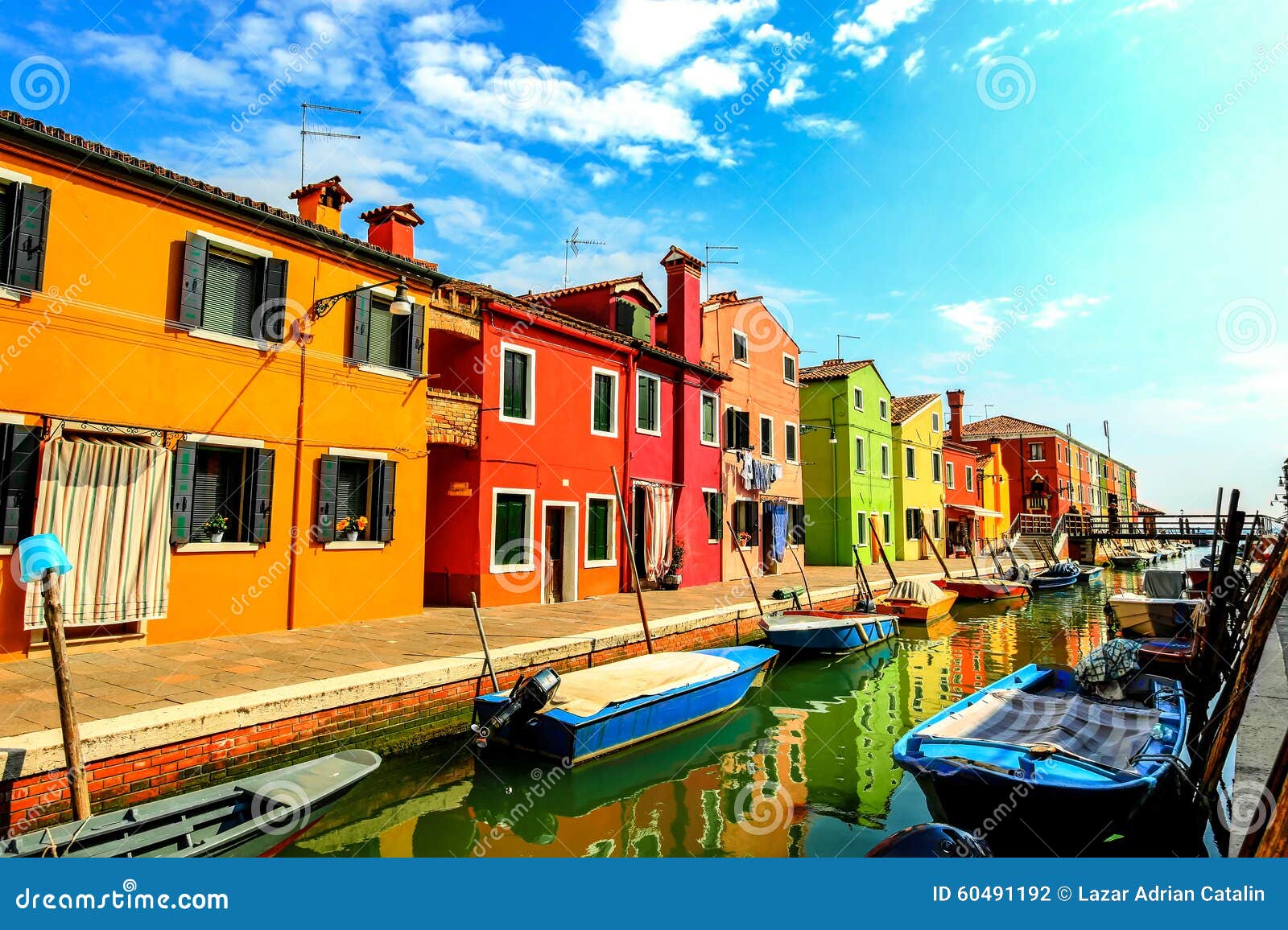 Streets of Burano, Italy stock photo. Image of entrance - 60491192