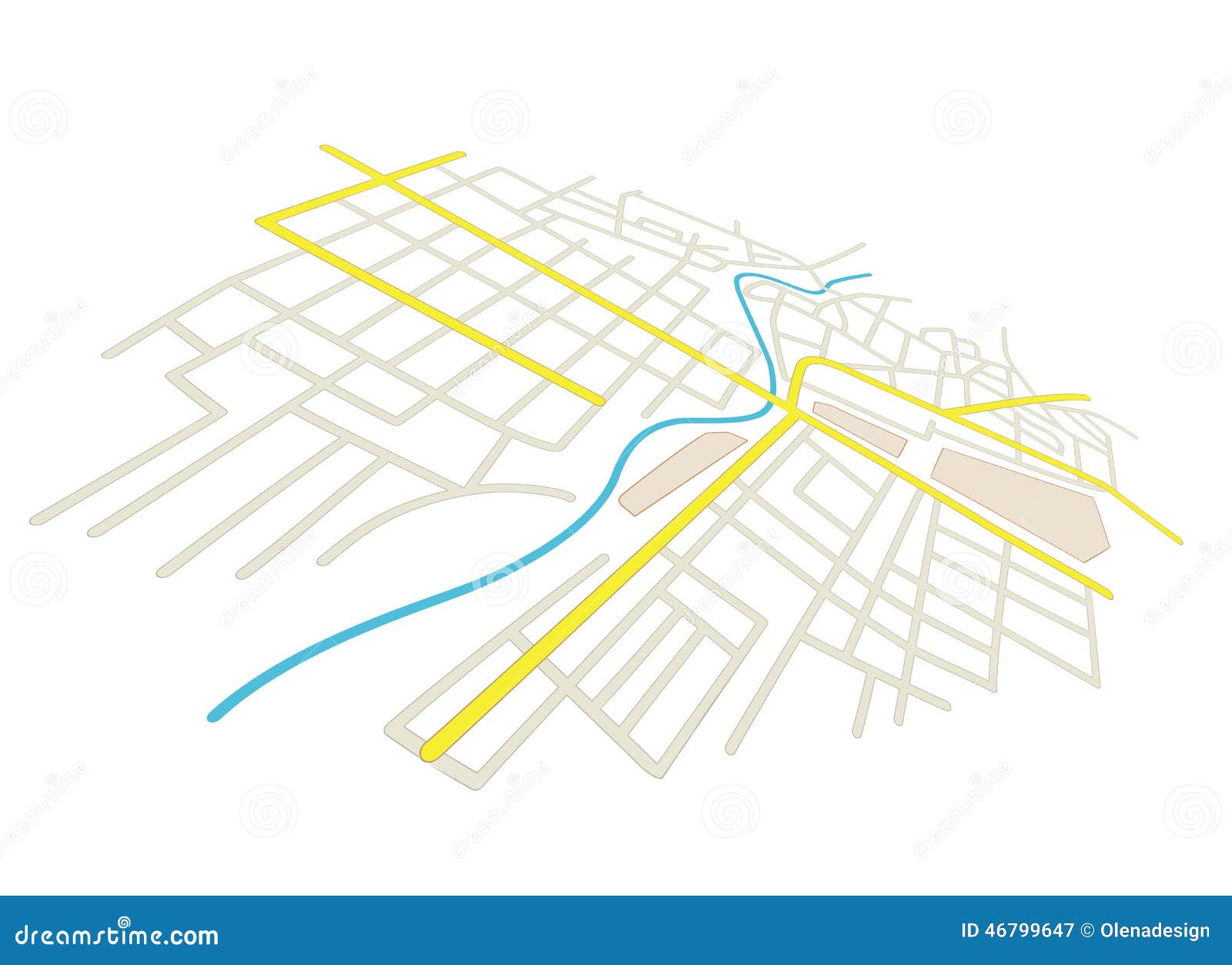 Streets on the Vector City Plan - in Perspective Stock Vector ...
