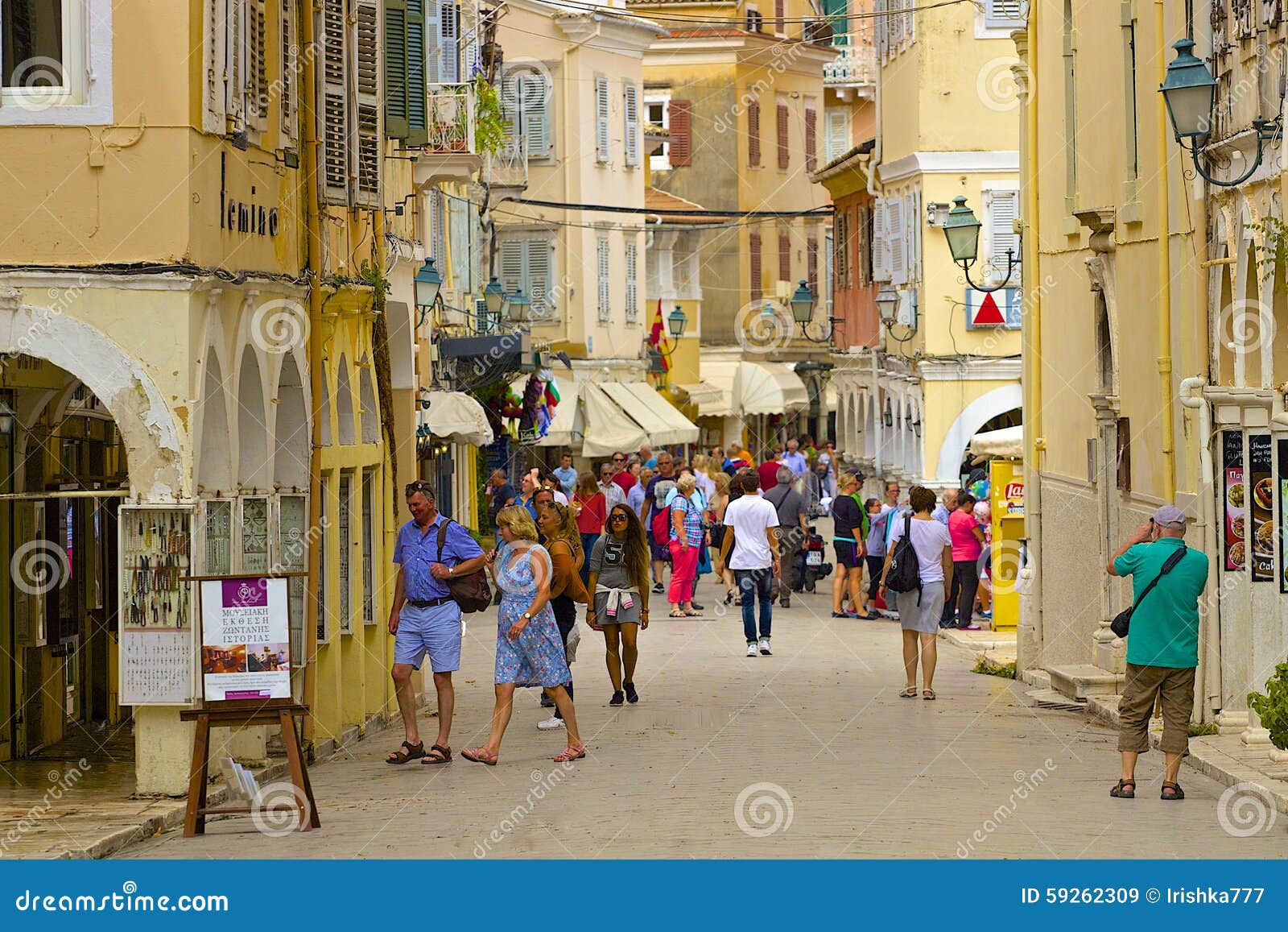 Streets of Corfu Town Panorama, Corfu Greece Editorial Stock Image ...