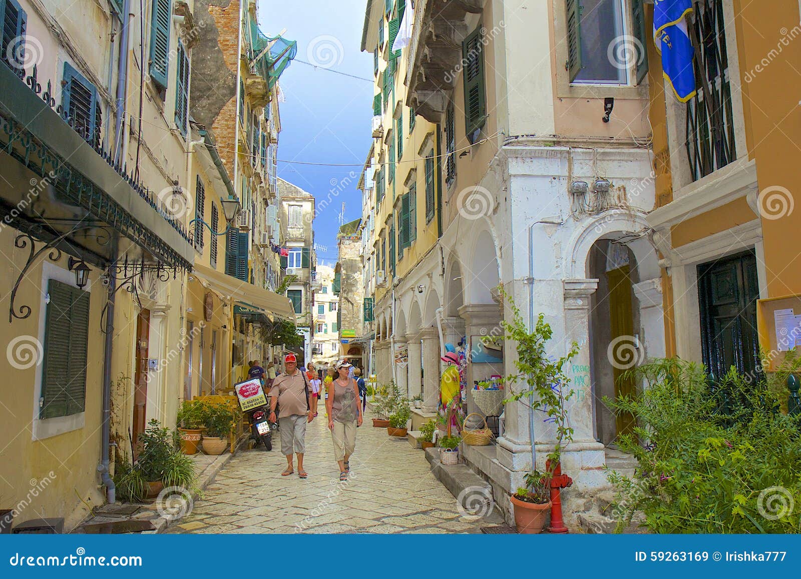 Streets of Corfu Town Panorama, Corfu Greece Editorial Stock Image ...