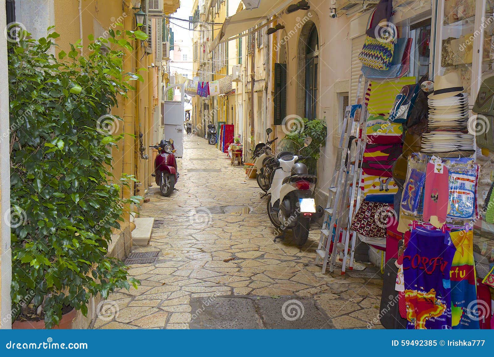 Streets of Corfu Town Panorama, Corfu Greece Editorial Image - Image of ...