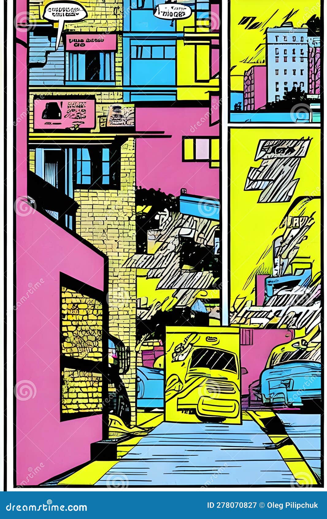 Colored Comic Cover Page With Explossion And Speech Bubbles Vector ...