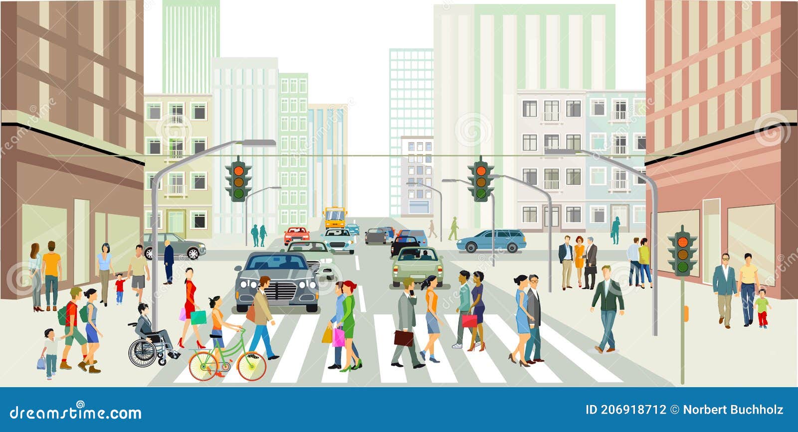 Streets in Front of a Big City Illustration Stock Vector - Illustration ...