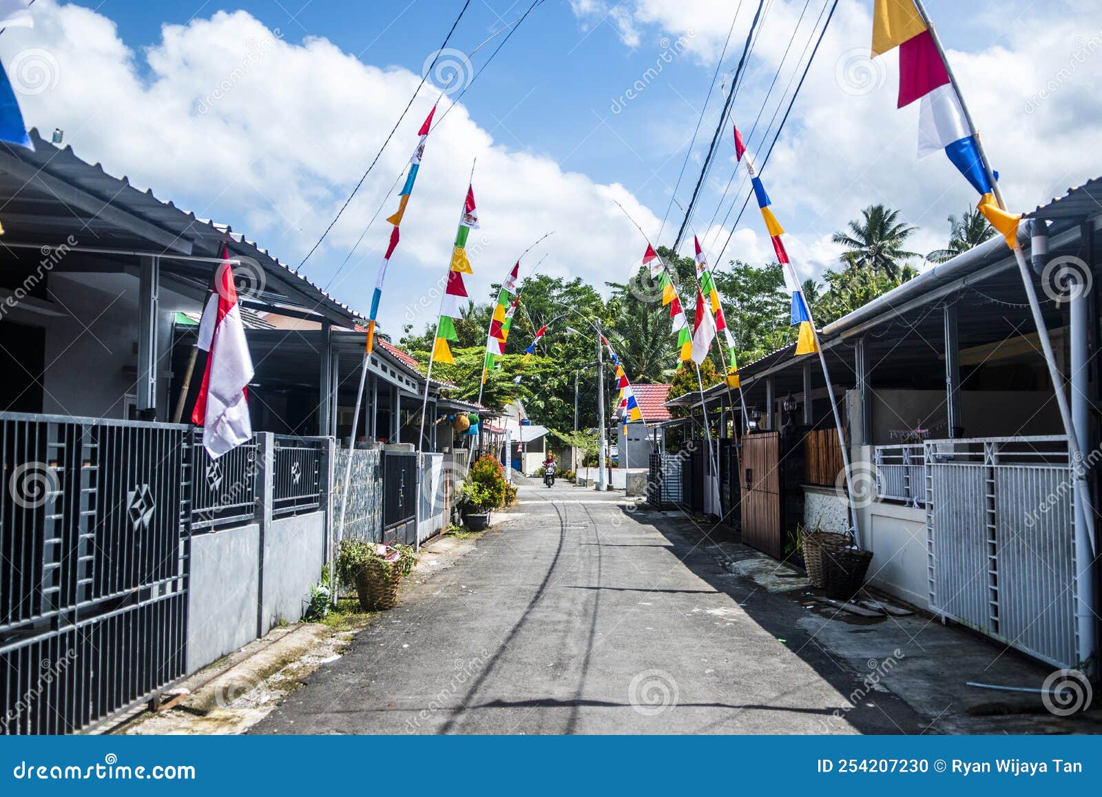 Streets in Indonesia with Indonesian Flags on Indonesian Independence ...