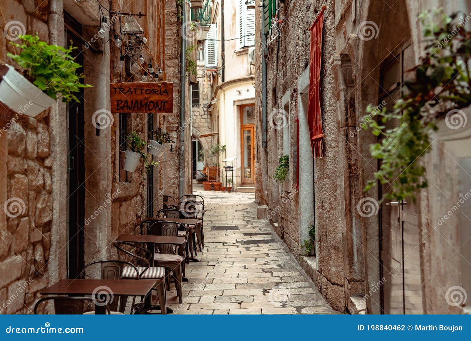 Streets and Restaurants in the Old Town of Split Stock Photo - Image of ...