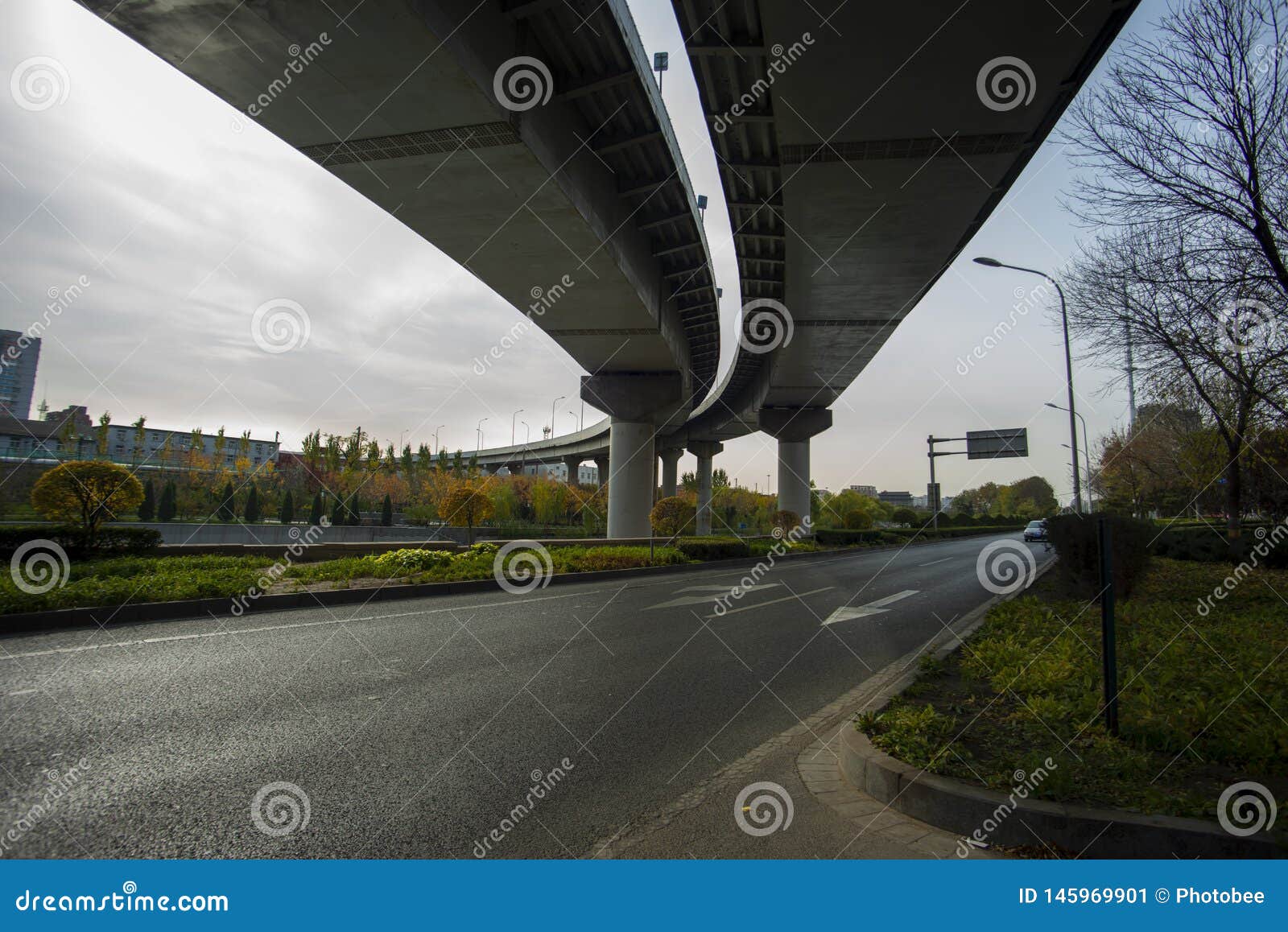 Streets and Overpasses in the Evening Stock Image - Image of ...